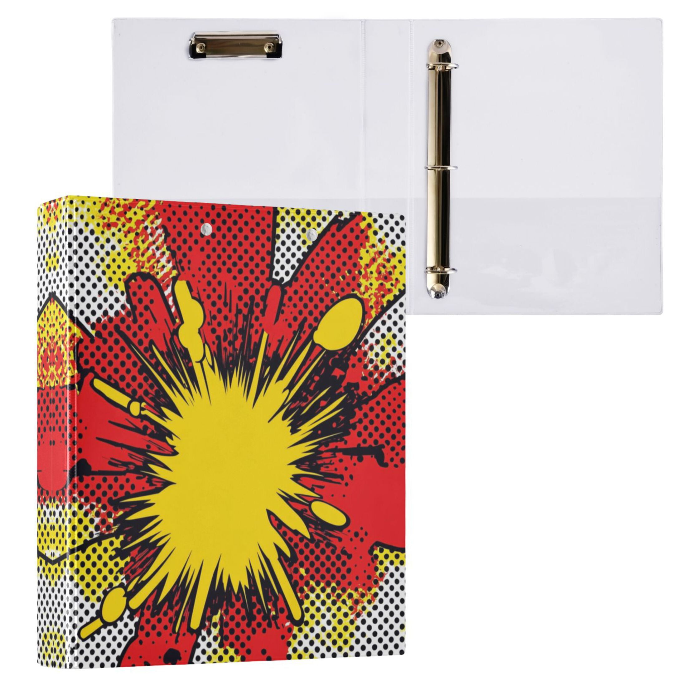 Red and Yellow Explosion 3 Ring Hardcover Binders 1.5in Round Rings for ...