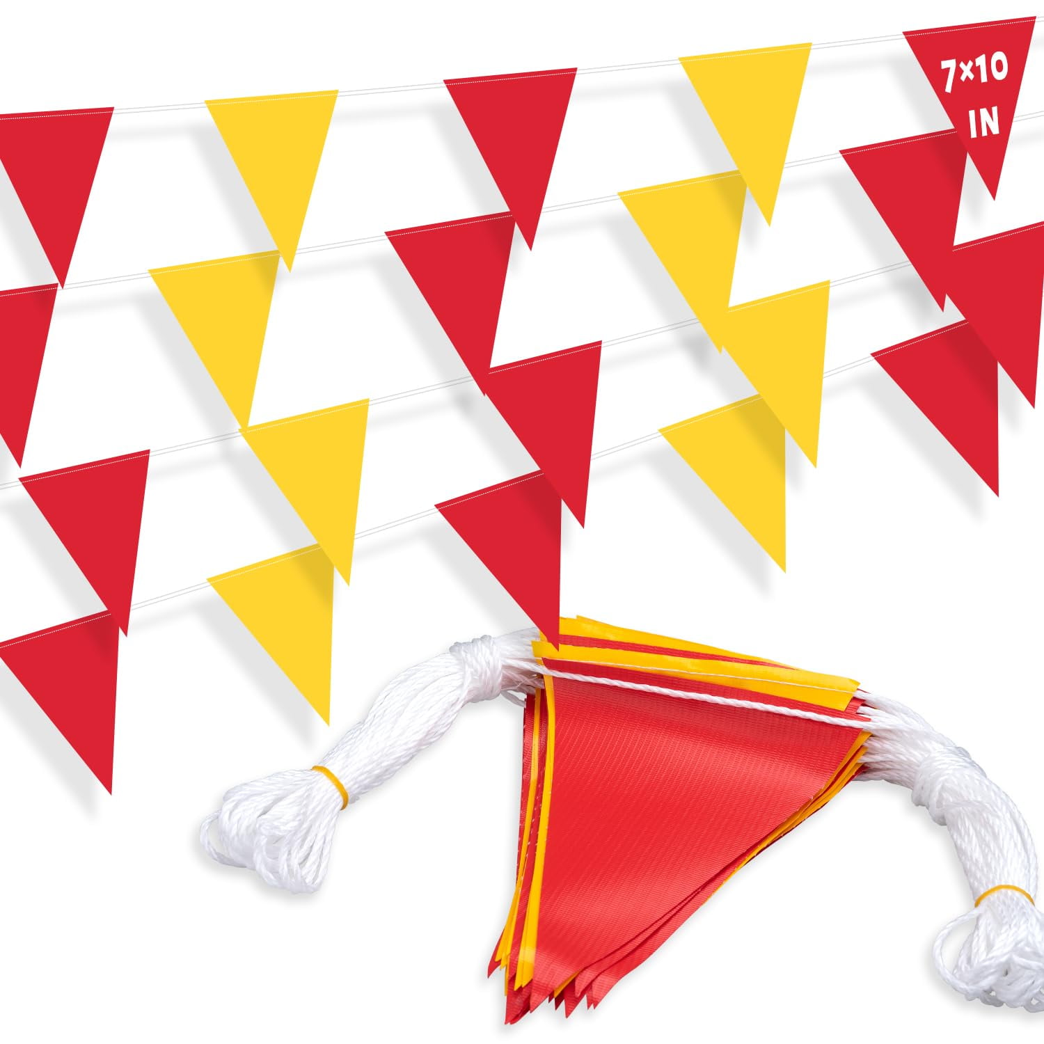 Red and Yellow Multicolor Pennant Banner Flags 7''x10'' Waring Safety ...