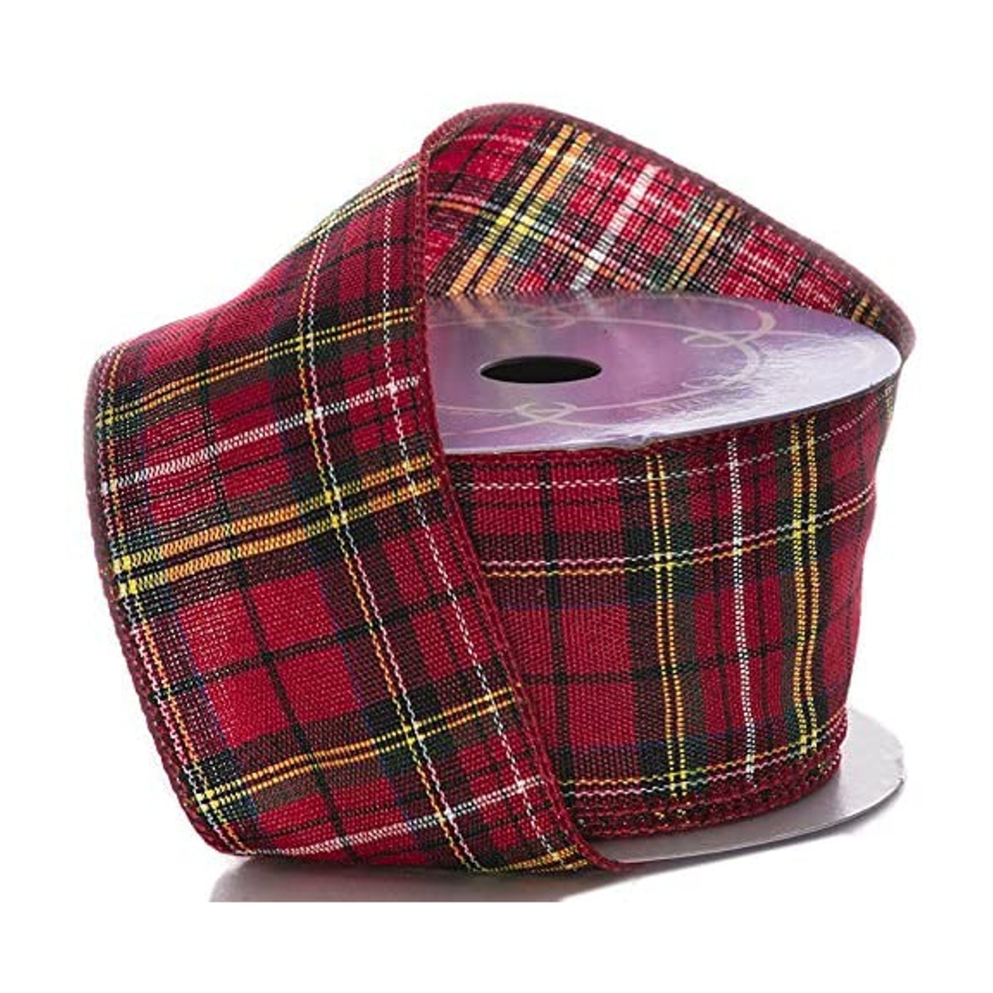 Red and Yellow Tartan Plaid Fabric Wired Ribbon - 2 1/2 inches x 10 ...