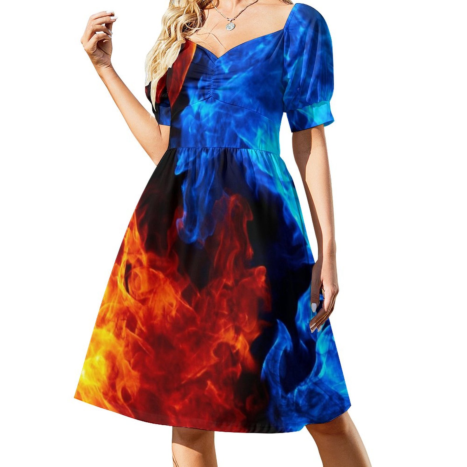 Red and blue fire pattern Sleeveless Dress dress for women summer ...