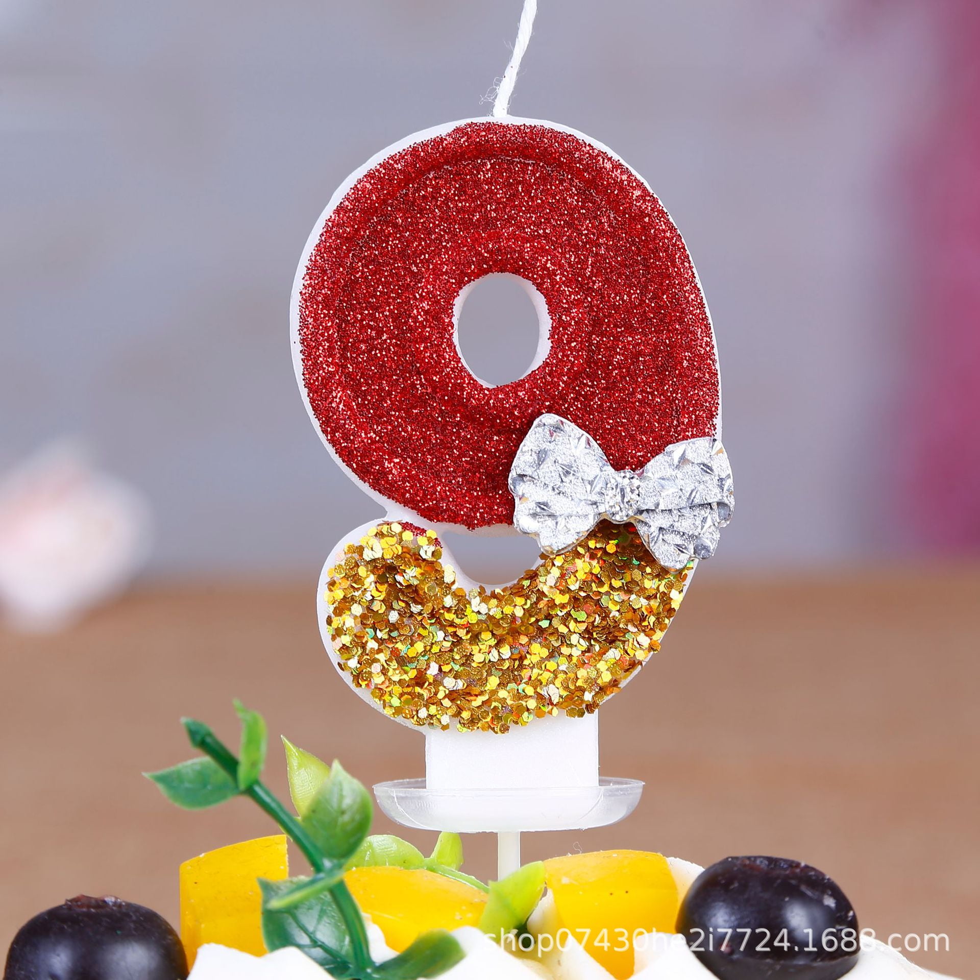 Red and gold bow tie digital candles Birthday cake candles party ...