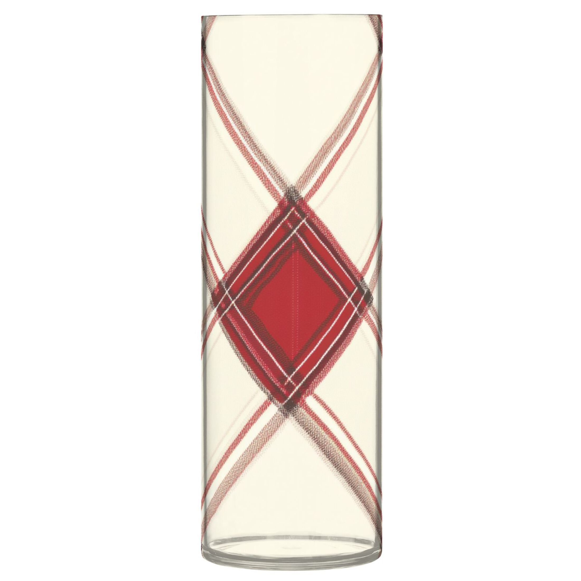Red-beige Plaids Plastic Cylinder Vase Translucent Flower Vase Storage ...