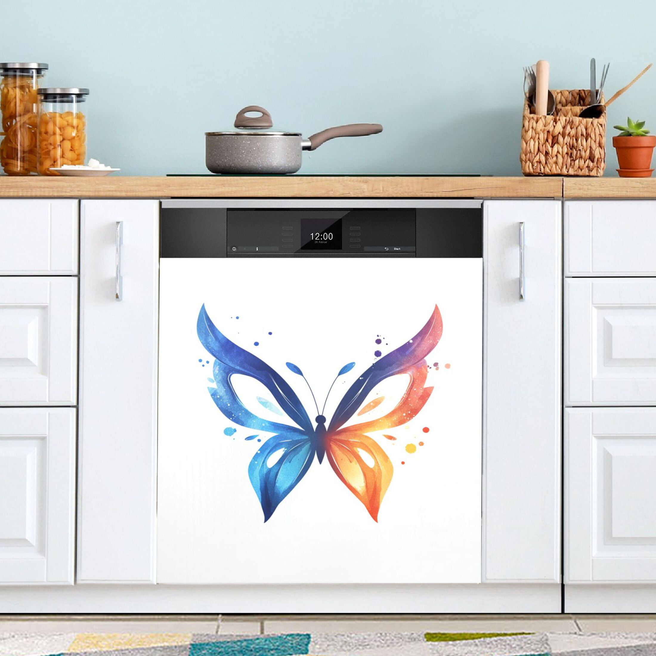 Red-blue Butterflies Dishwasher Magnet Refrigerator Magnetic Cover ...