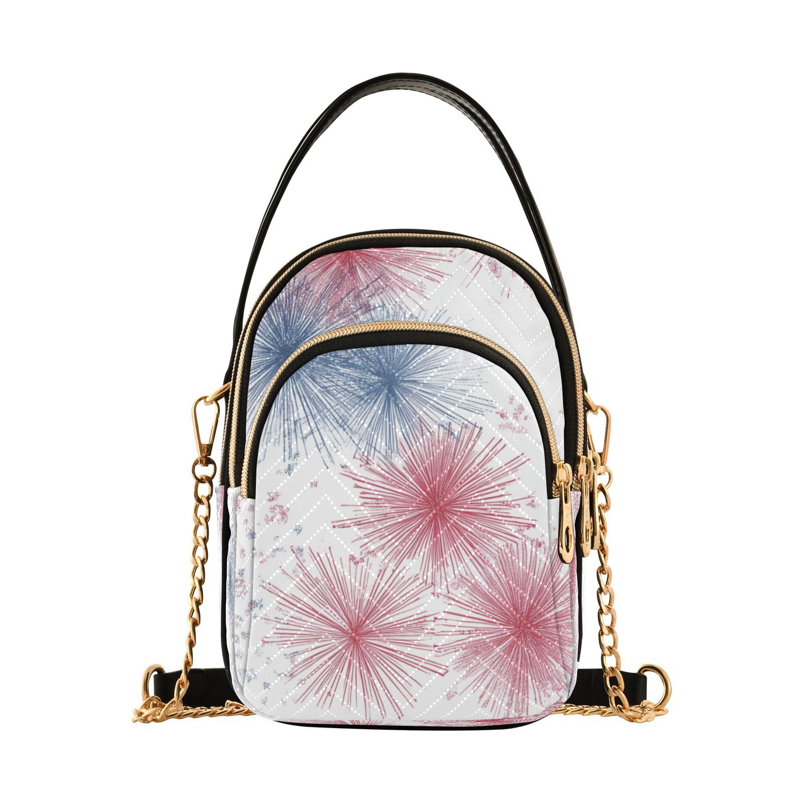 Red blue firework burst pattern Quilted Crossbody Purse for Women Faux ...