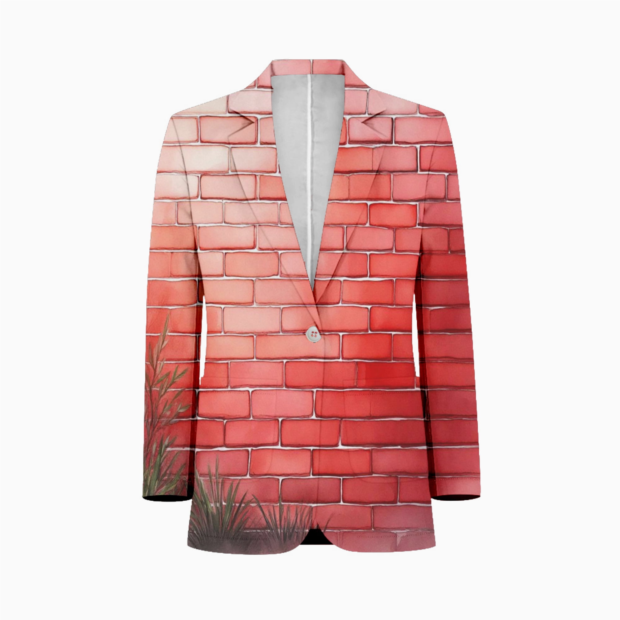 Red brick Stone wall Grass Men's Suit Blazer Casual Party Wear Slim Fit Suit Jacket Fashionable ...