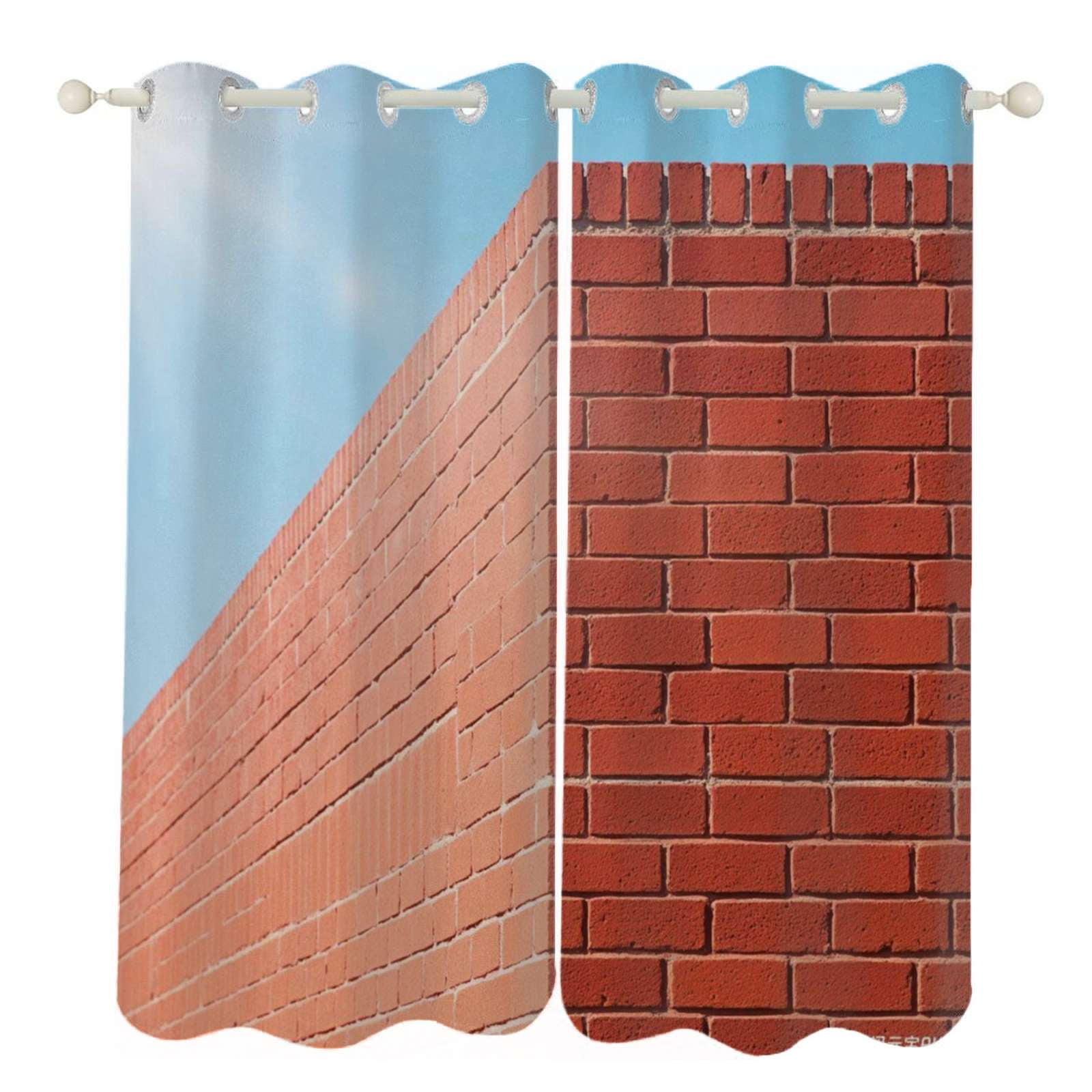 Red brick Stone wall Sunshade Curtains Home Bedroom Living Room Dining ...