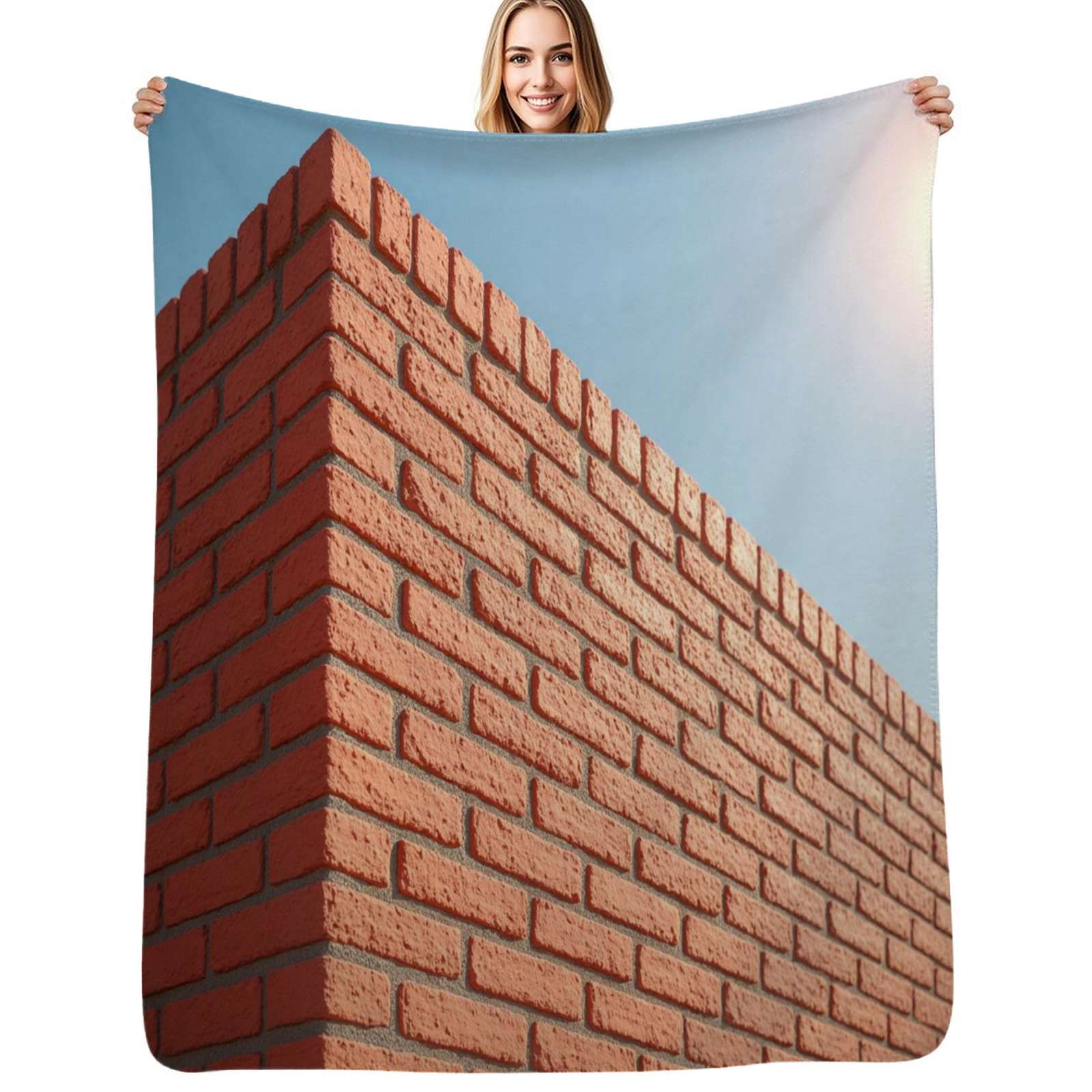 Red brick wall, Brick Stone wall Sunlight Flannel Blankets Soft Warm ...