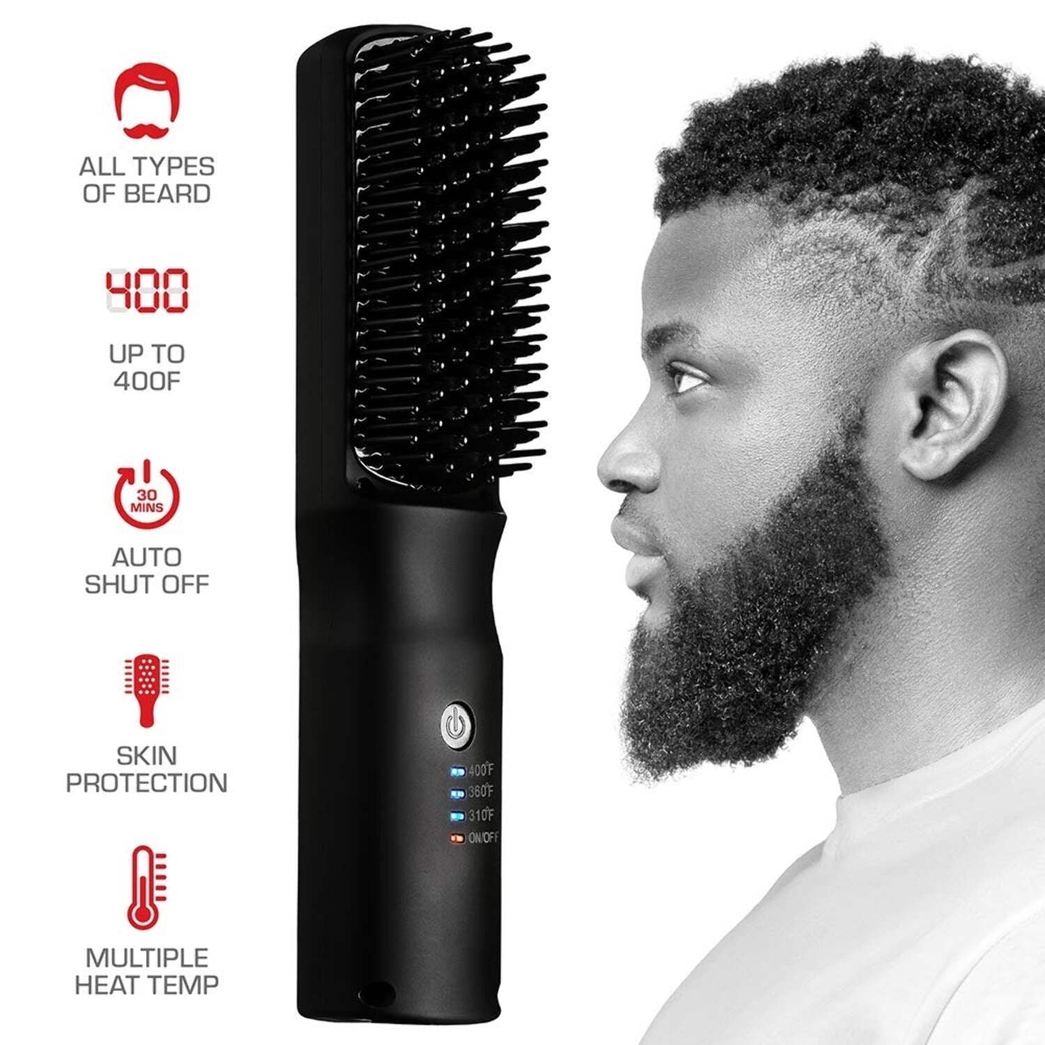 Red by Kiss Beard & Hair Straightener, 2-in-1 Heated Straightening ...