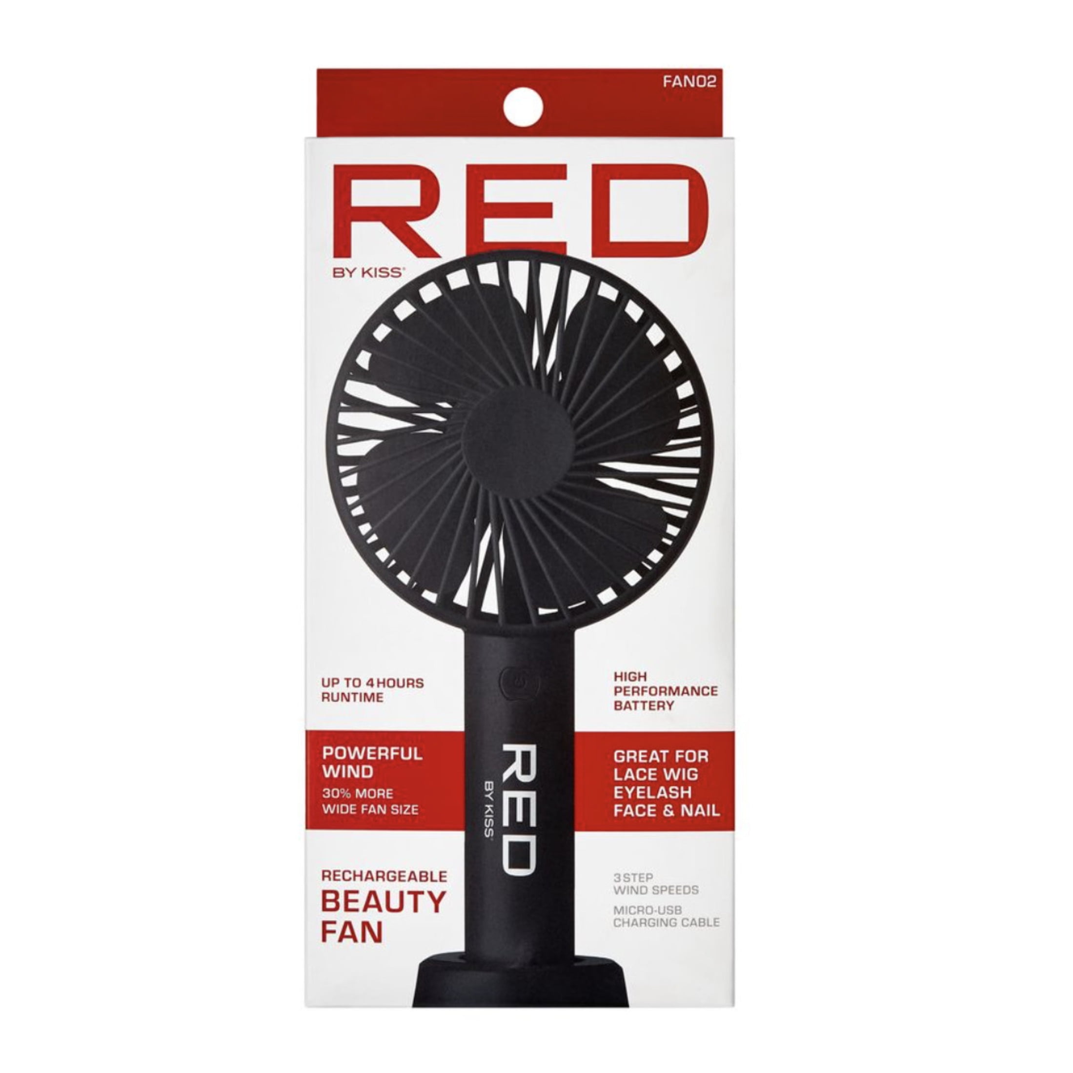 Red by Kiss Portable Handheld Rechargeable Beauty Fan - Walmart.com