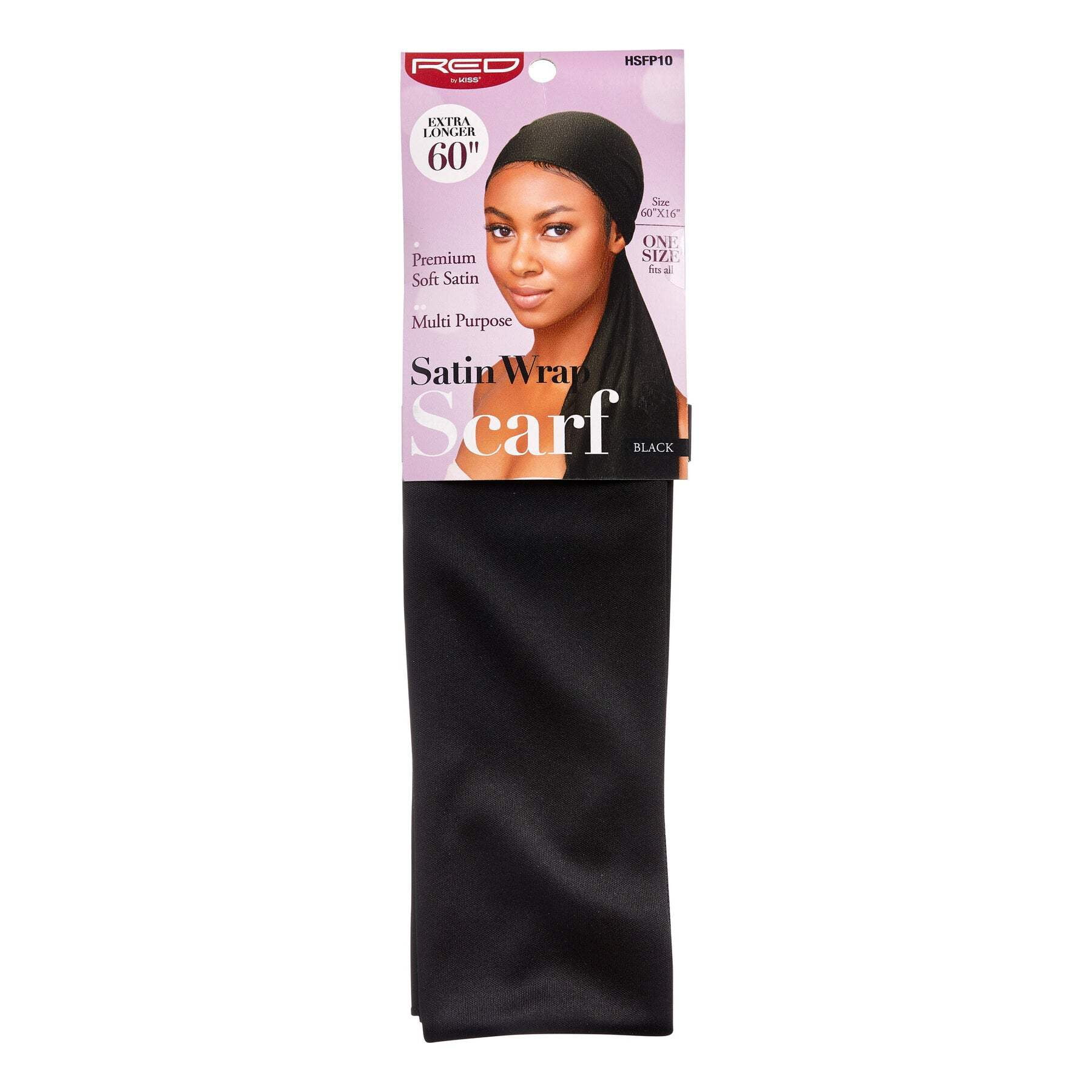 Red by Kiss Silky Satin Wrap Scarf | Protective Black Hair Scarf for ...