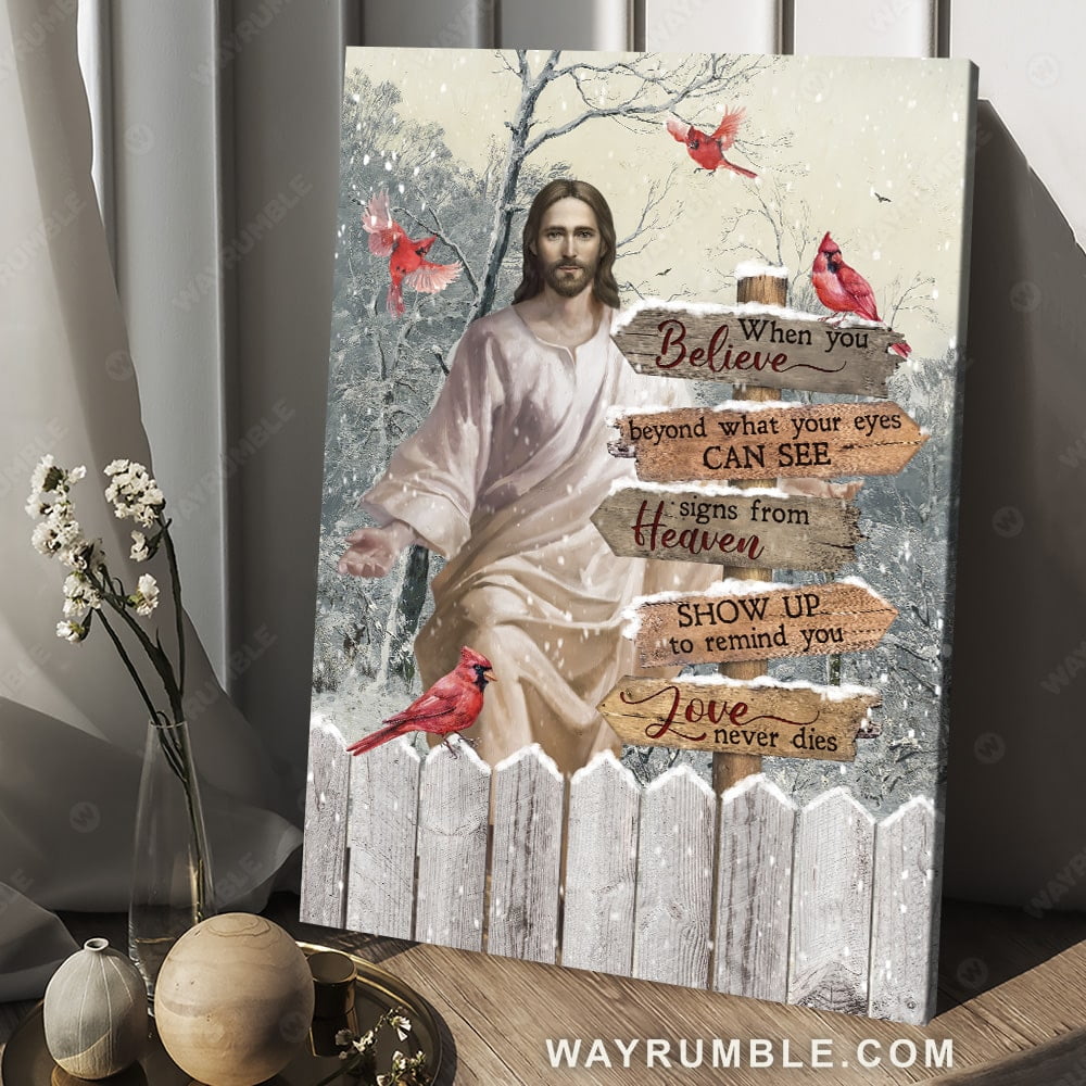 Red cardinal, Jesus Christ, Winter season, When you believe beyond what ...