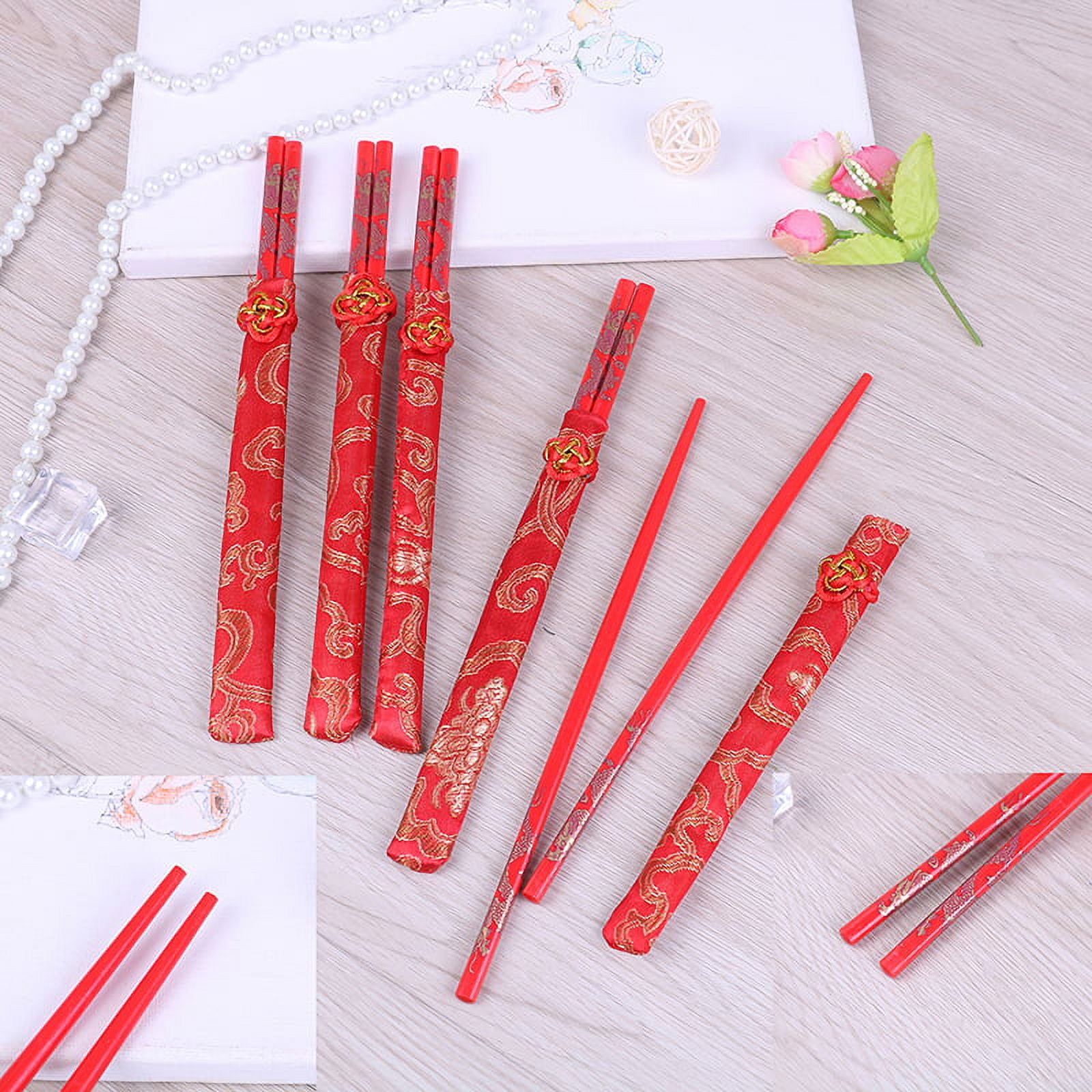 Red chopsticks Chinese wood bag holder dinnerware flatware kitchen food ...