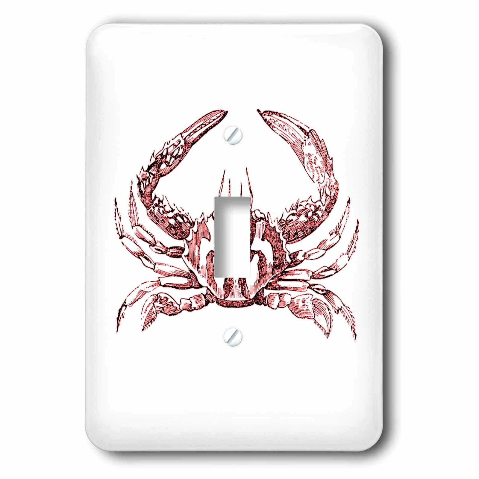 Red crab drawing - nautical beach sea ocean theme vintage art single ...