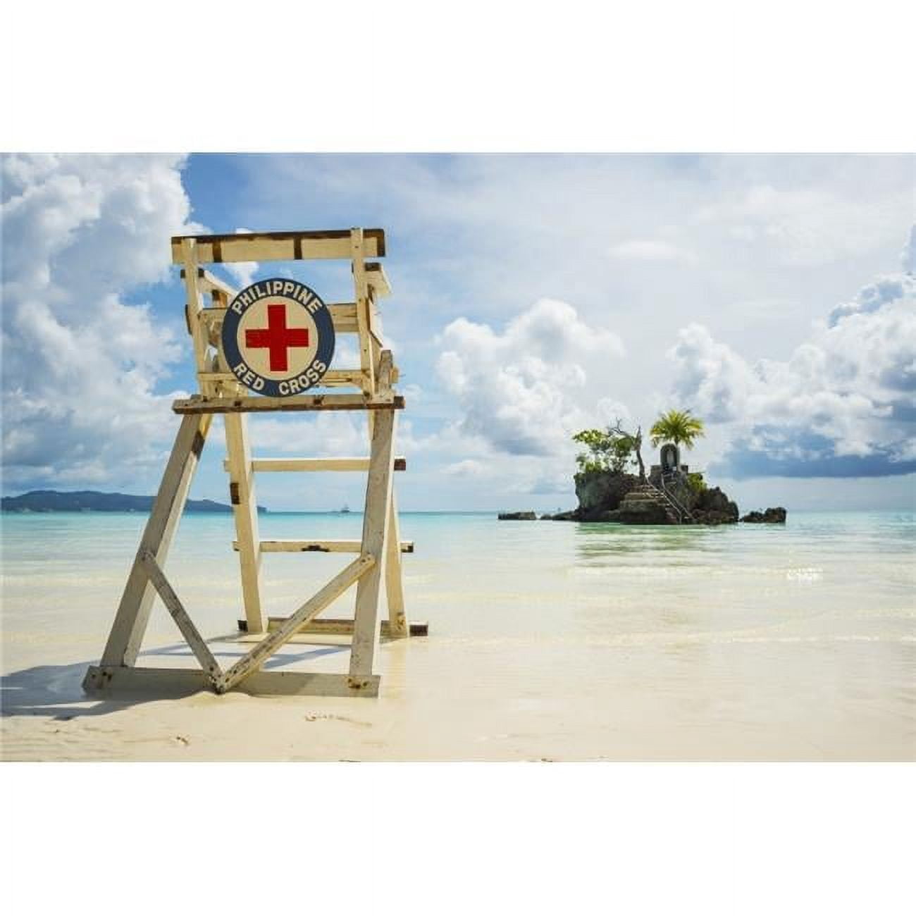Red cross lifeguarding chair on Boracay beach; Boracay Panay ...