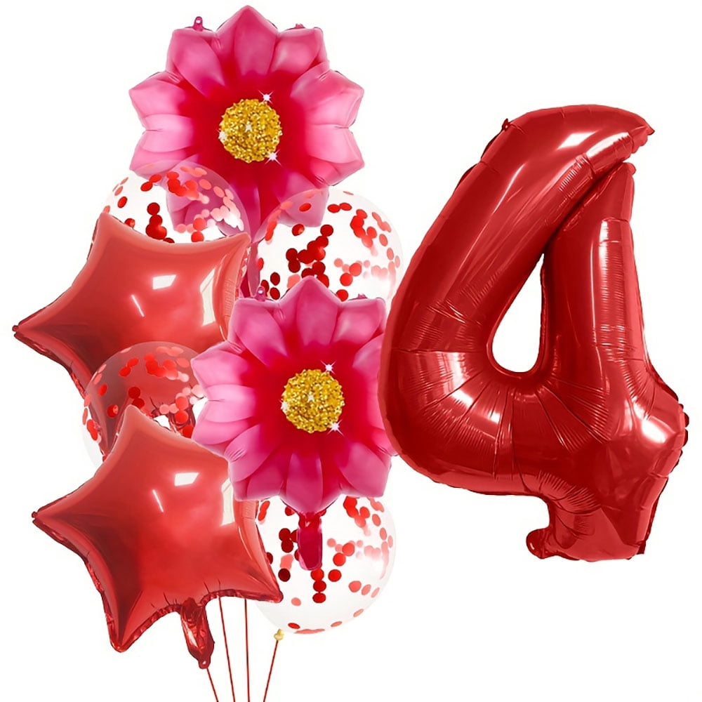 Red flower digital balloons set for festival and birthday party ...