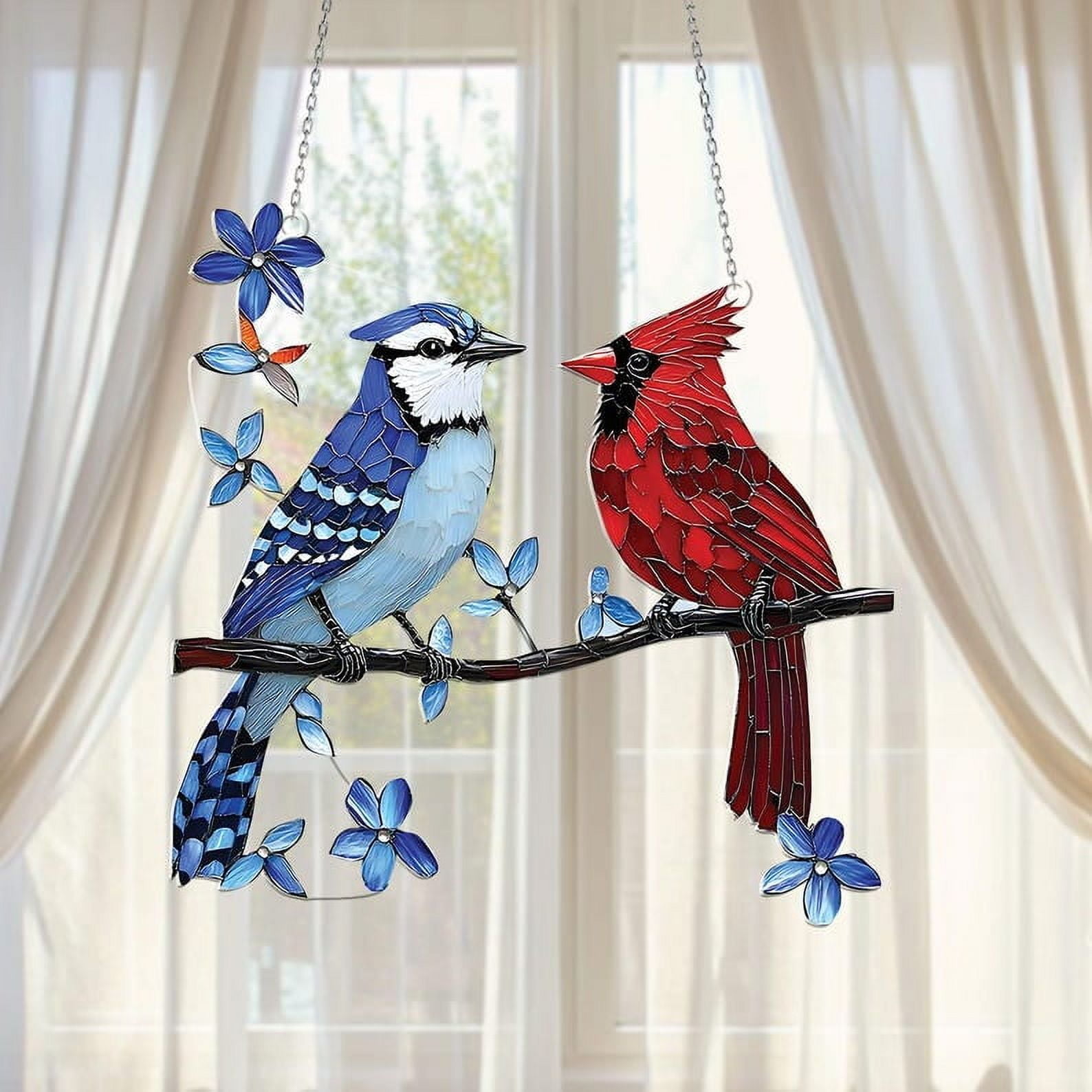 Red & for Blue Bird Suncatcher, Cardinals Acrylic Window Hangings ...