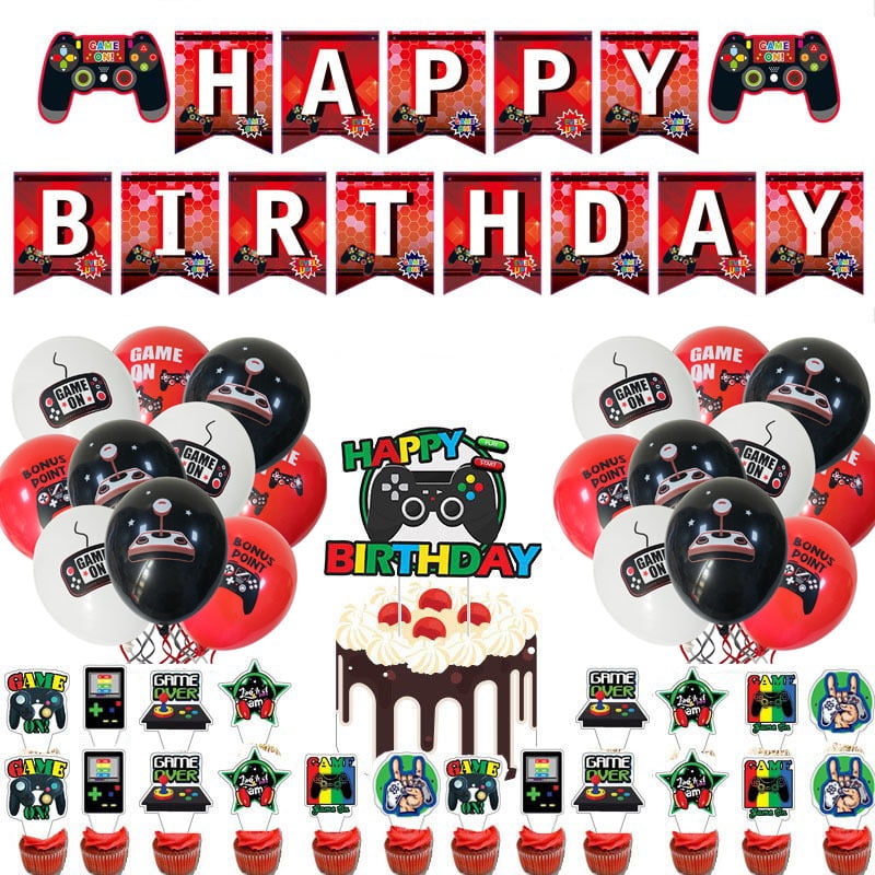 Red gamepad theme Birthday Decorations,Gender Reveal Party Supplies ...