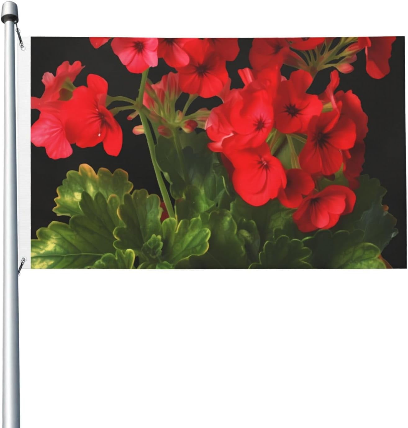 Red geraniums Garden Flag Welcome Flags for Outside Holiday Banner with ...