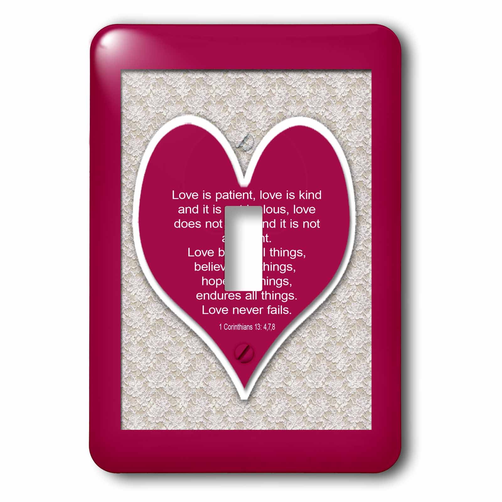 3dRose, Red heart and bible verse on love on a lace background., single ...