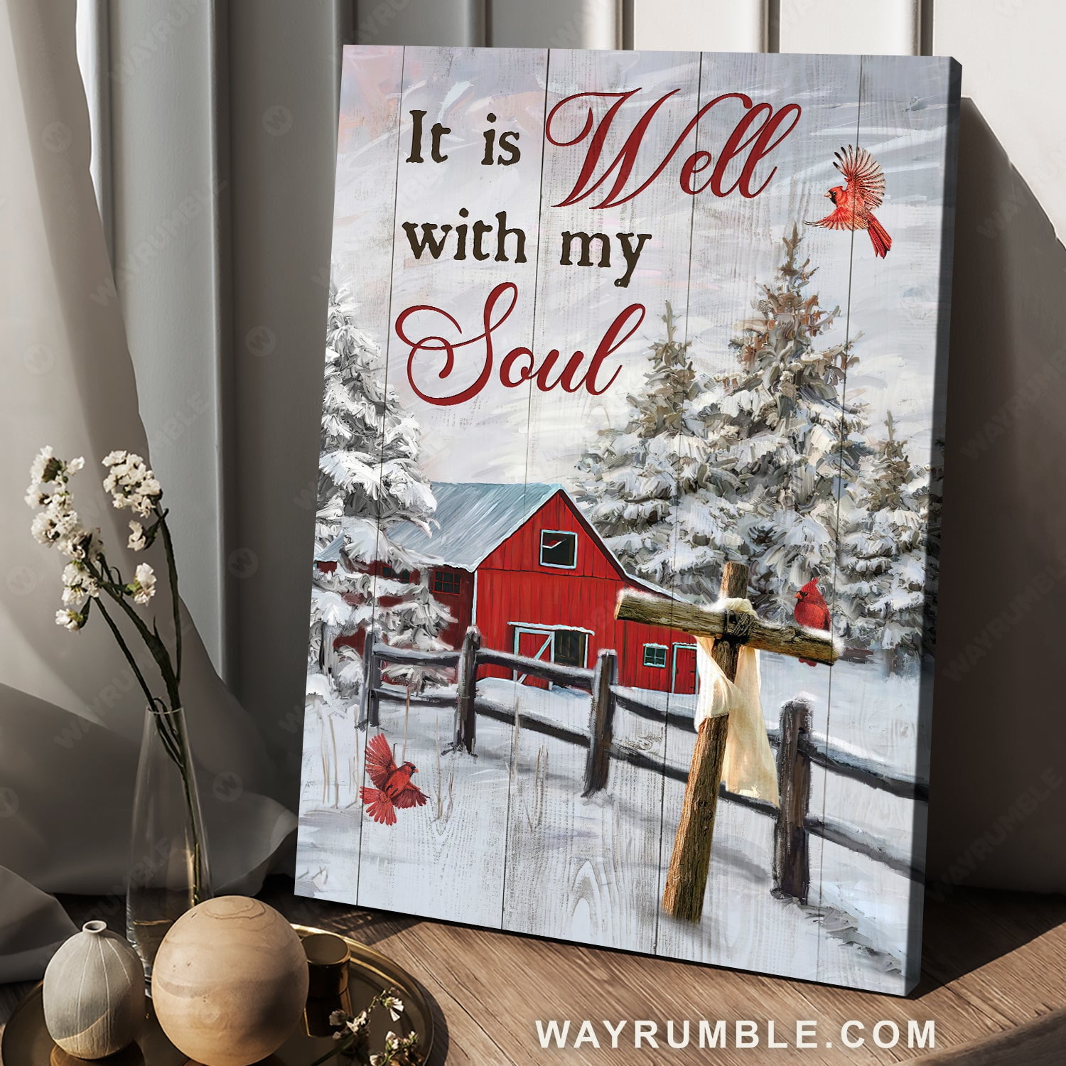 Red house, Winter artwork, Pretty cardinal, It is well with my soul ...
