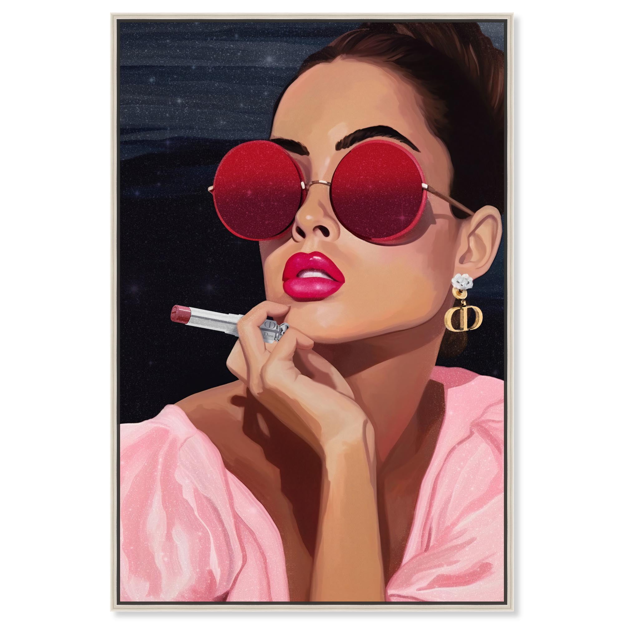 Red is Her Color Canvas Retro Glam Art Prints by Art Remedy, Silver ...