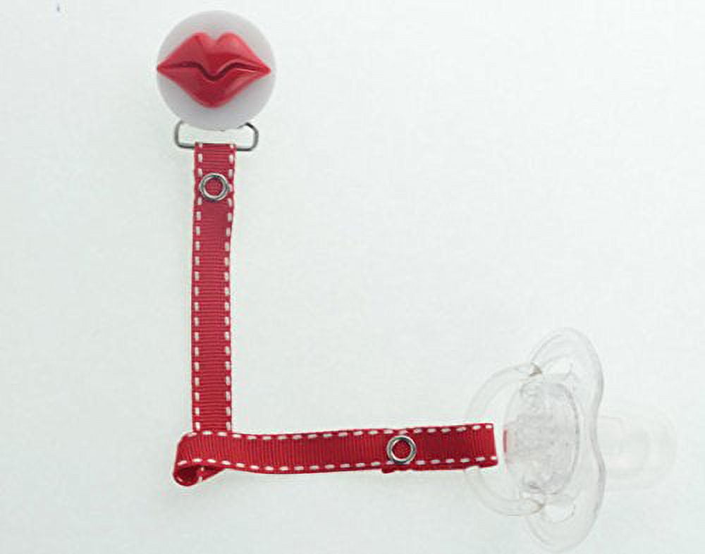 Red kiss Lips Ribbon Pacifier Clip - Walmart.com