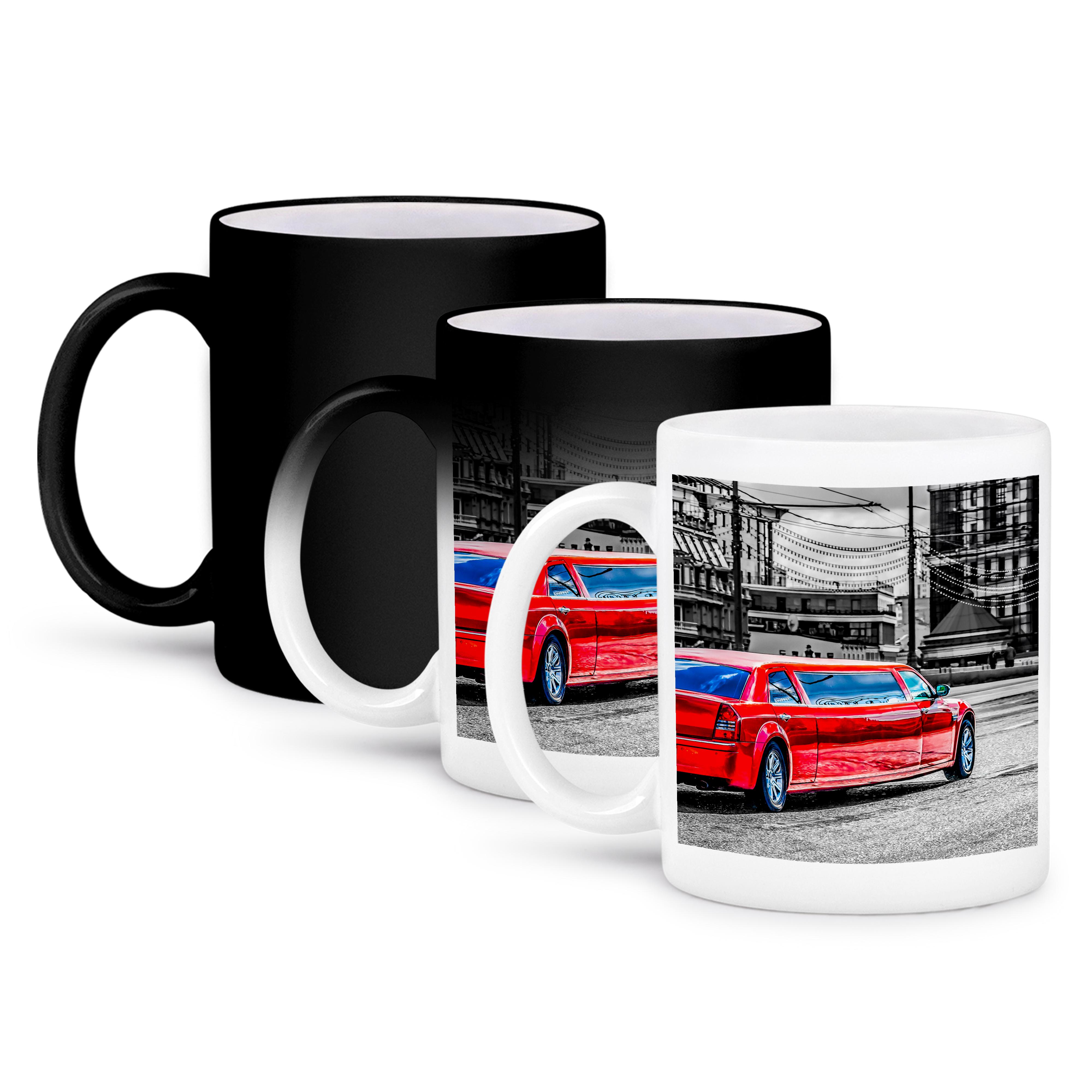 3dRose, Red limousine car moves along the street. Stylized photo, 11oz ...