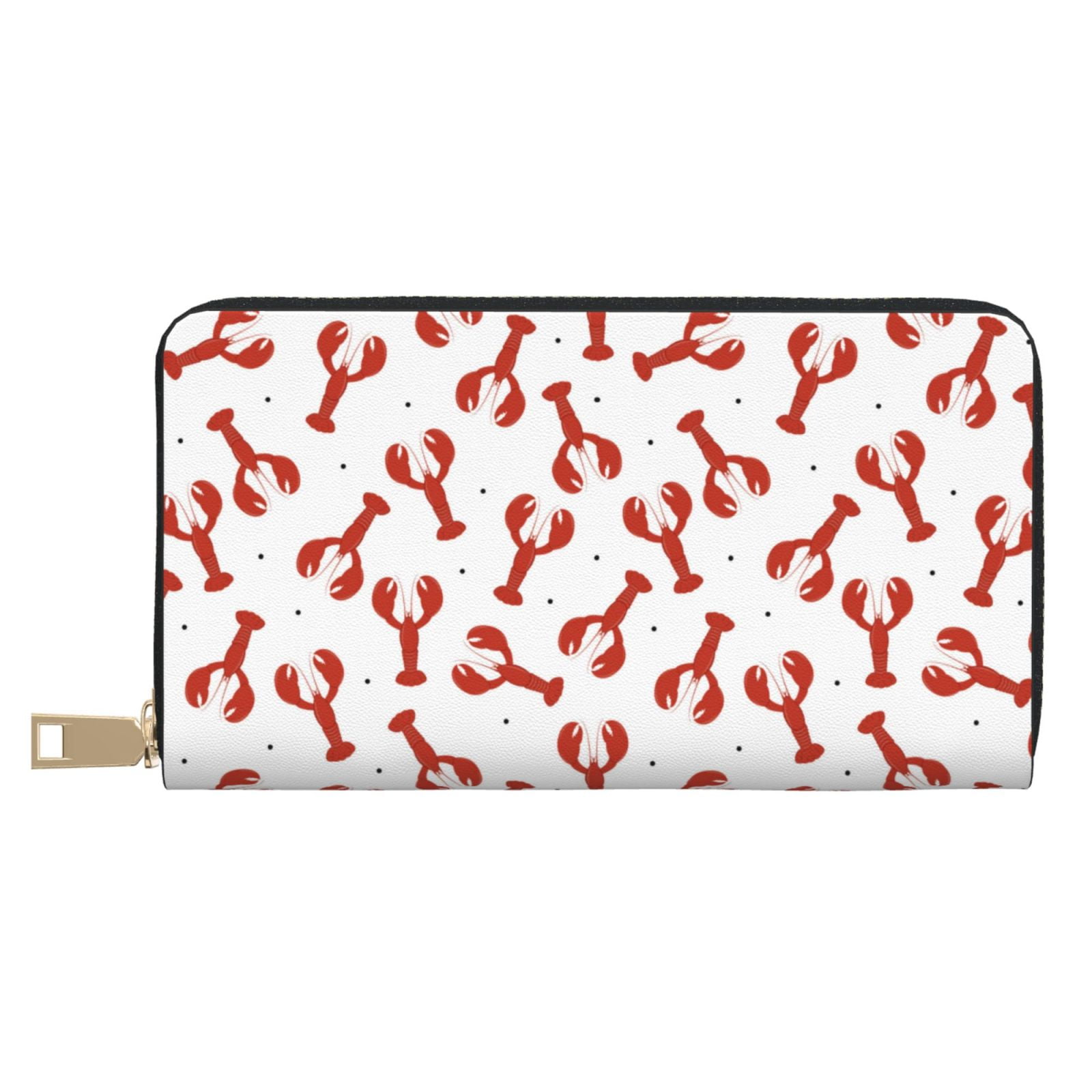 Red lobsters polka dot Wallet Women, Leather Bifold Multi Card Wallet ...