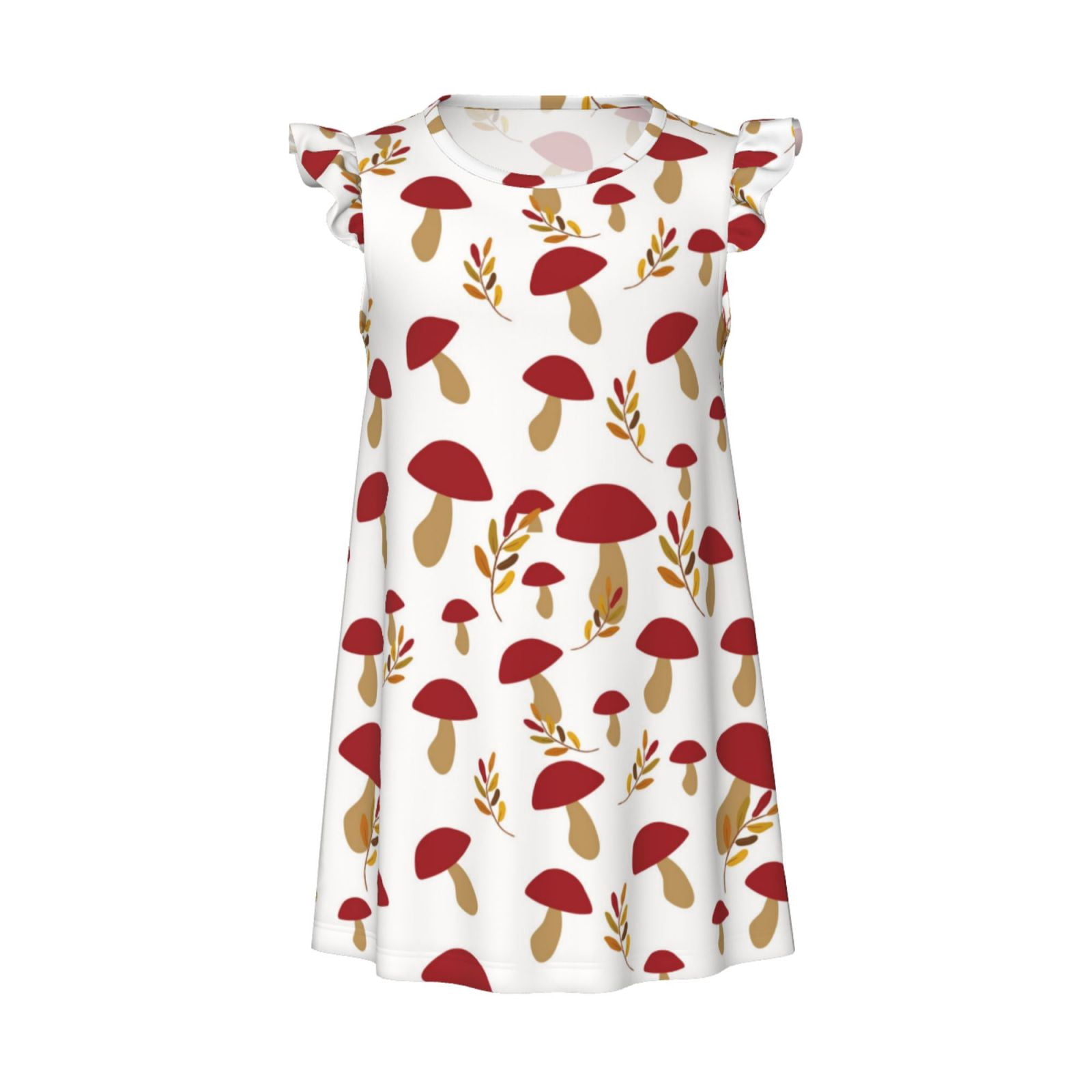 Red mushroom Girls Nightgowns, Flutter Sleeve Pajamas Nightdress ...