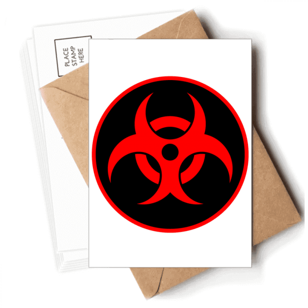 Red nuclear Checal Radiation Symbol Postcards Envelopes Blank Note ...