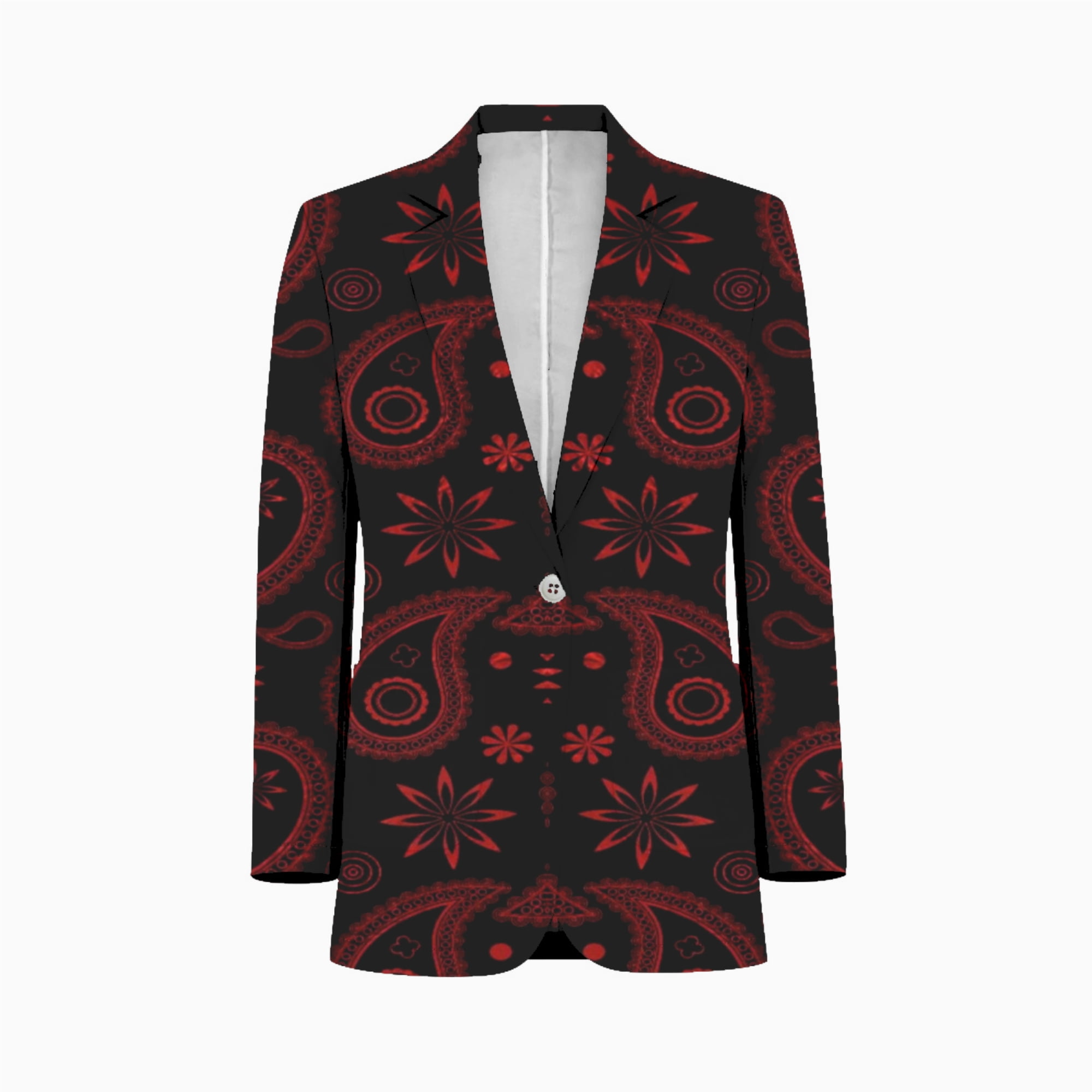 Red paisley bandana pattern Mens Suits Shawl Collar Slim Fit Suit Mens ...