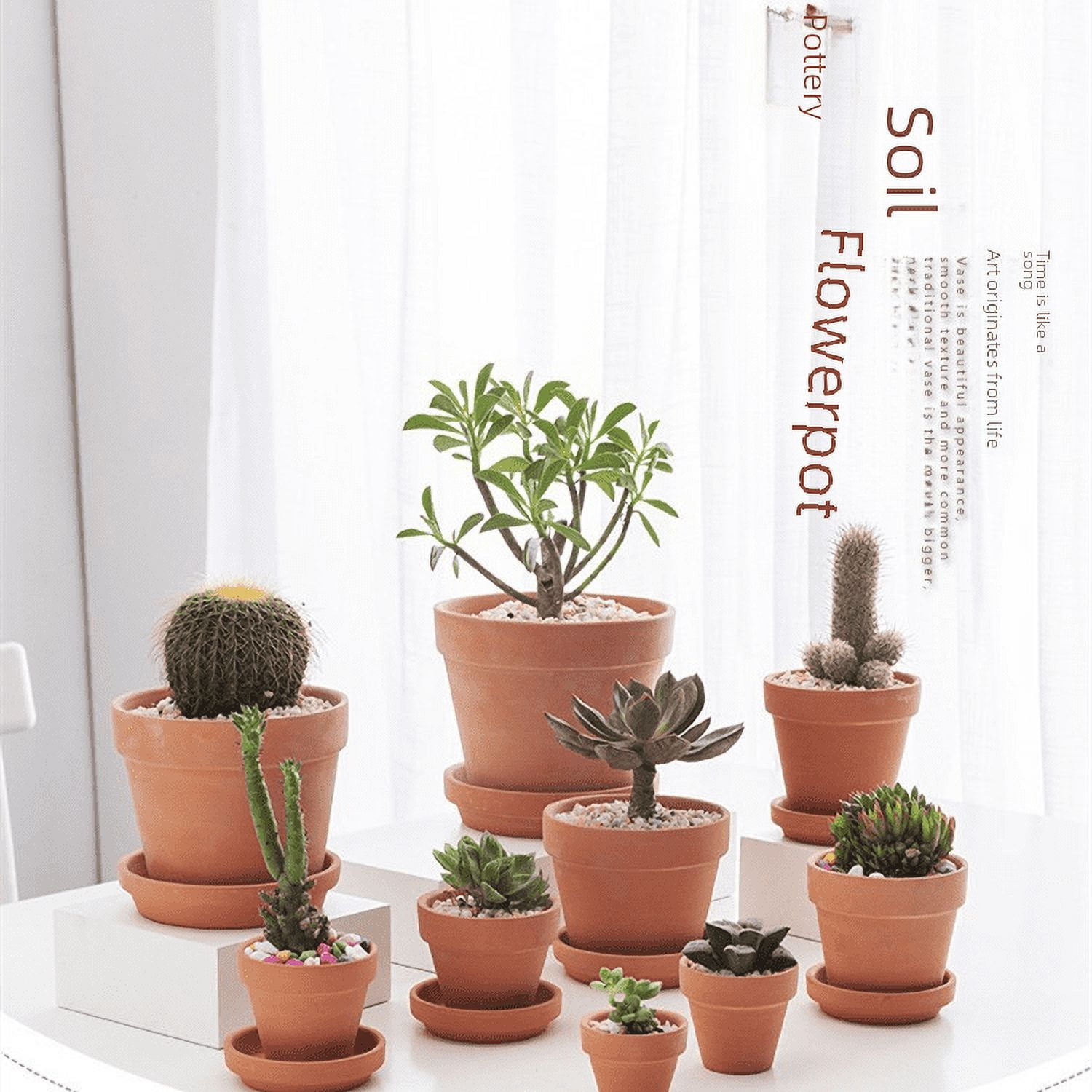 Red pottery flower pot ceramic clay breathable tile pot low temperature ...