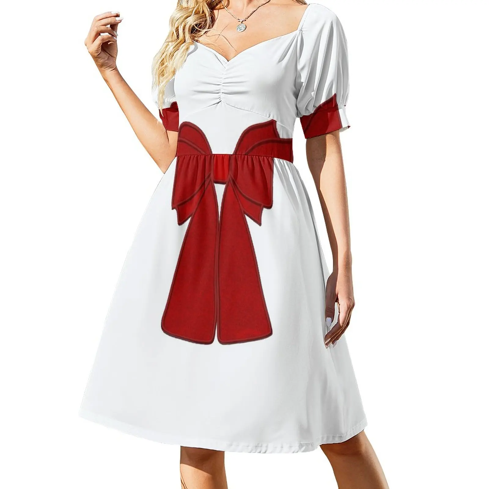 Red ribbon - bow Sleeveless Dress Clothing female purple dress ...