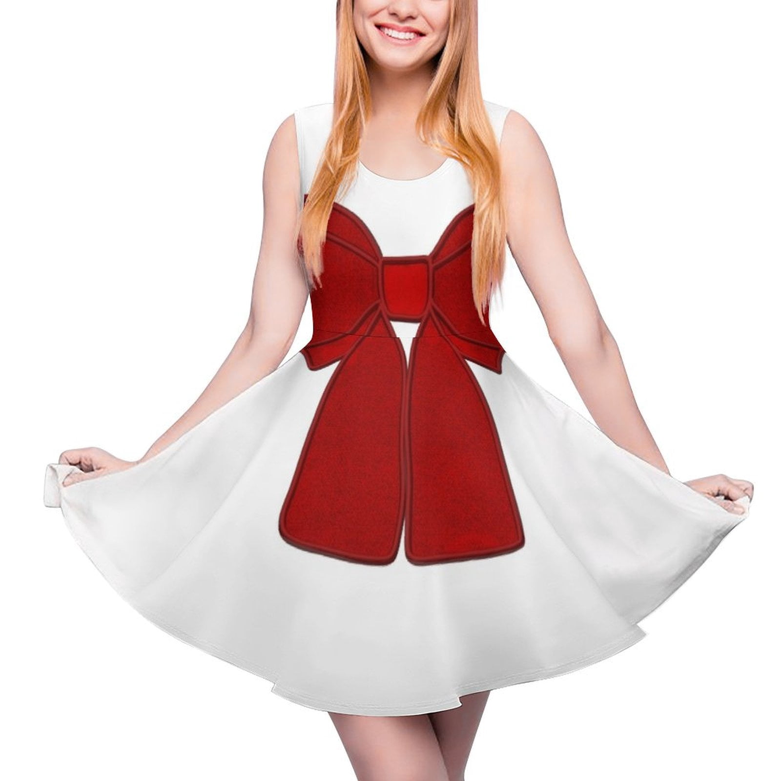 Red ribbon - bow Sleeveless Dress Female clothing women"s clothing ...
