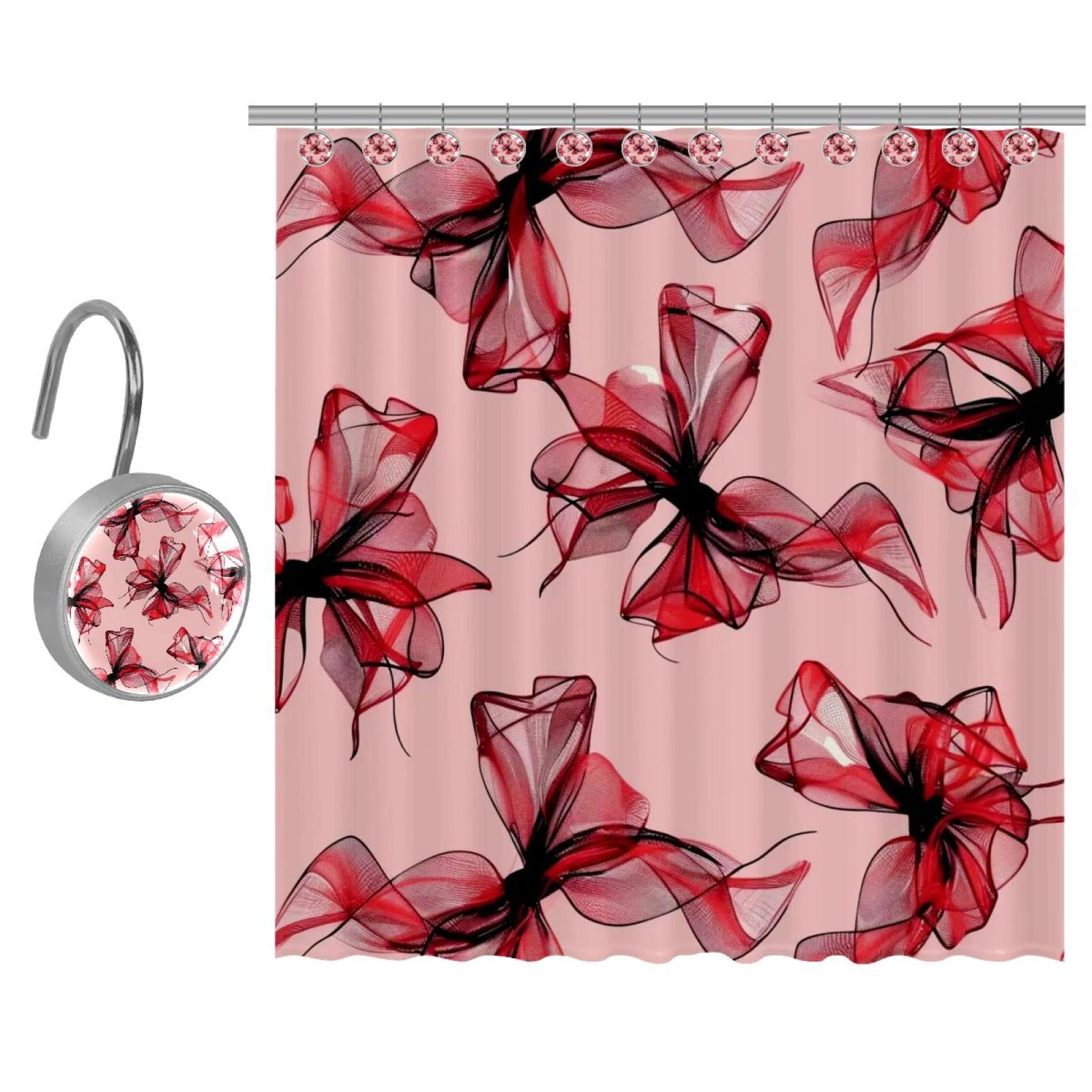 Red ribbon with bows 3 Bathroom Decor Set | Includes Shower Curtain ...