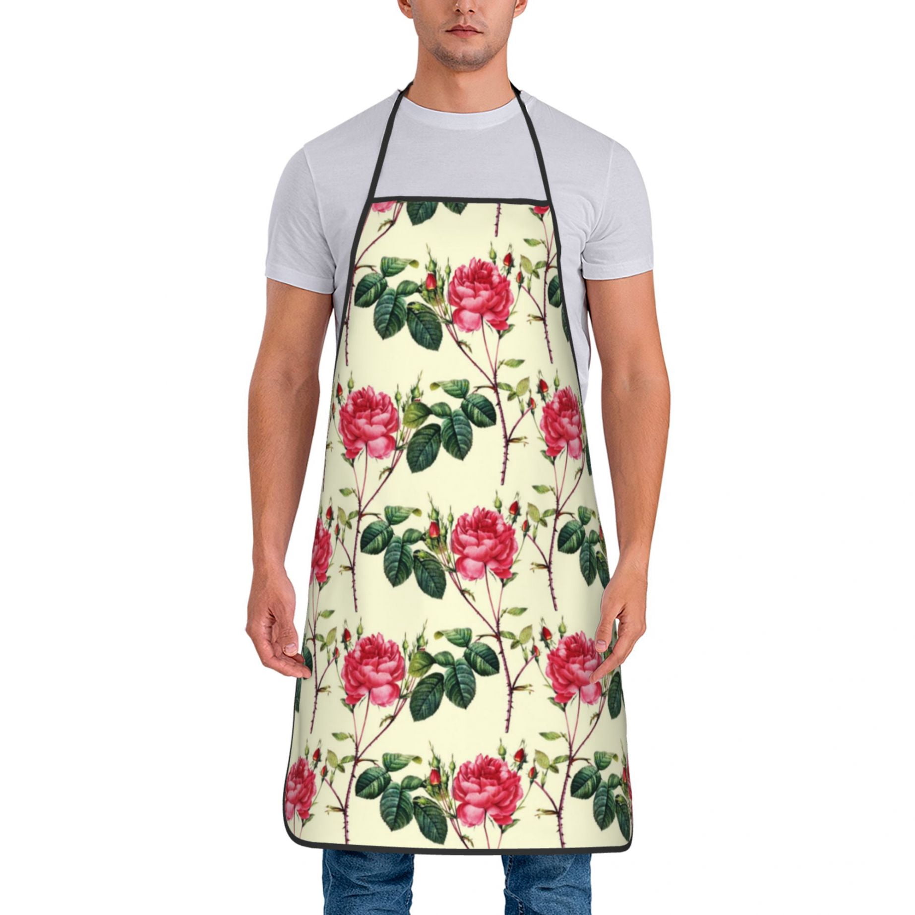 Red rose background (1) Aprons for Women Men Waterproof Apron Kitchen ...