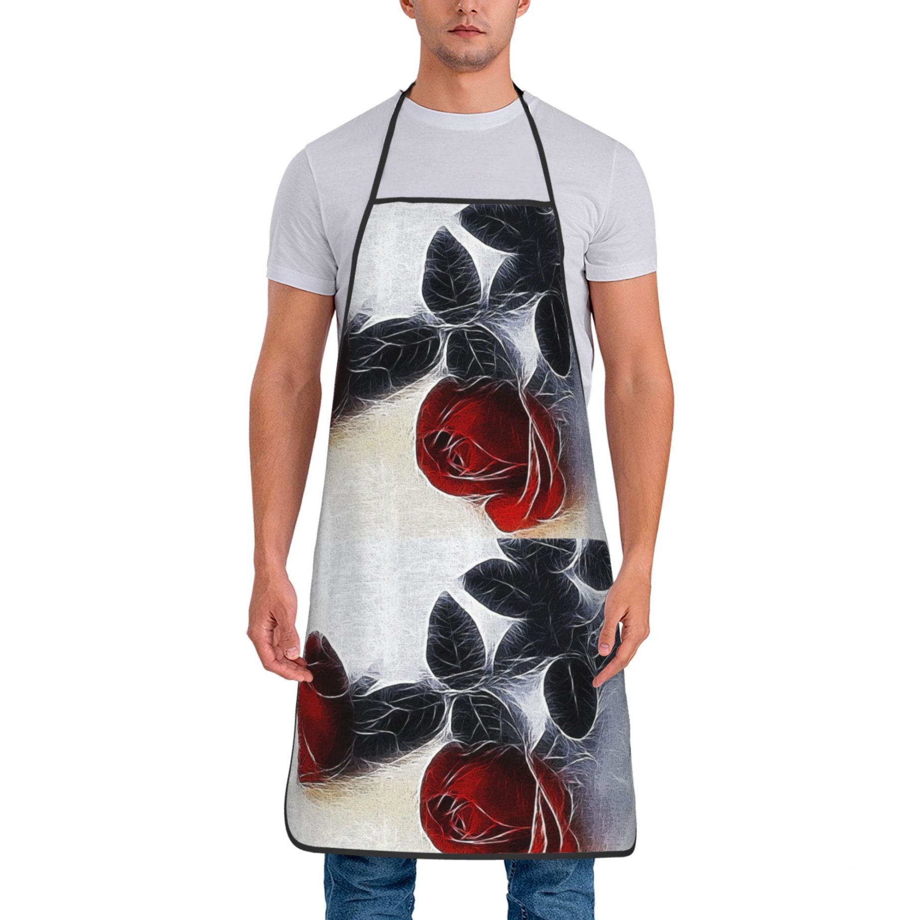 Red rose background (6) Aprons for Women Men Waterproof Apron Kitchen ...