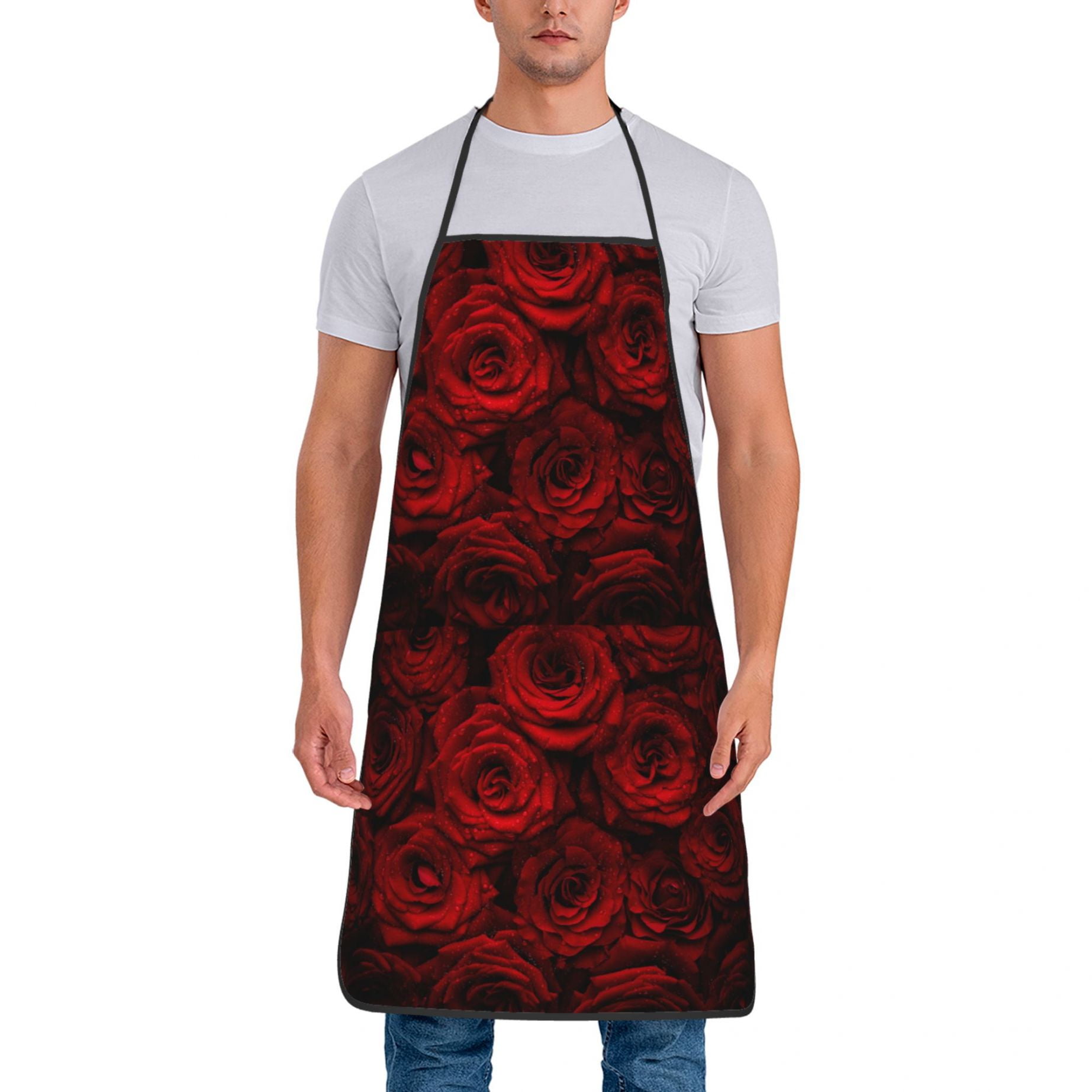 Red rose background (7) Aprons for Women Men Waterproof Apron Kitchen ...