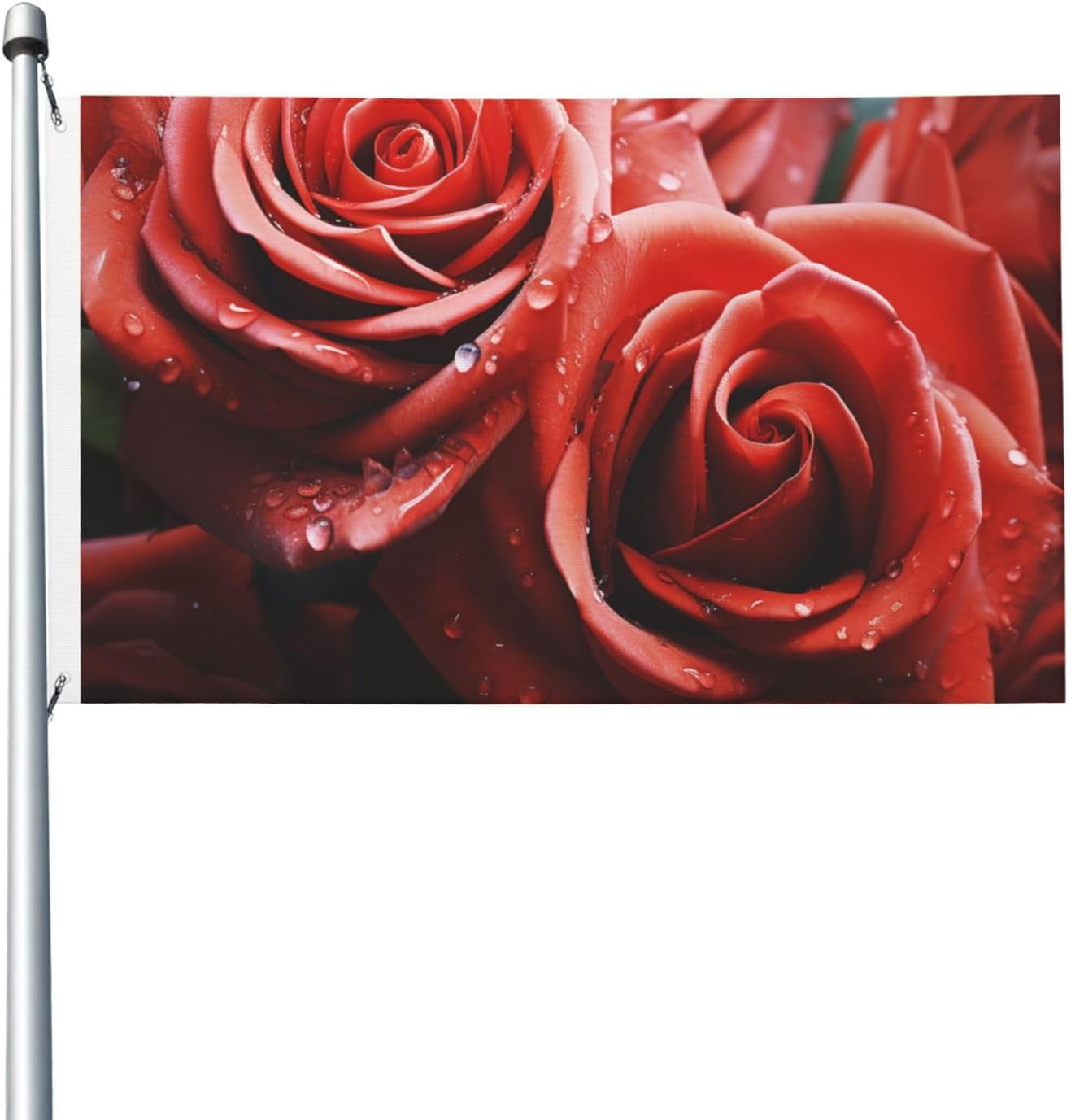 Red rose flower Garden Flag Welcome Flags for Outside Holiday Banner ...