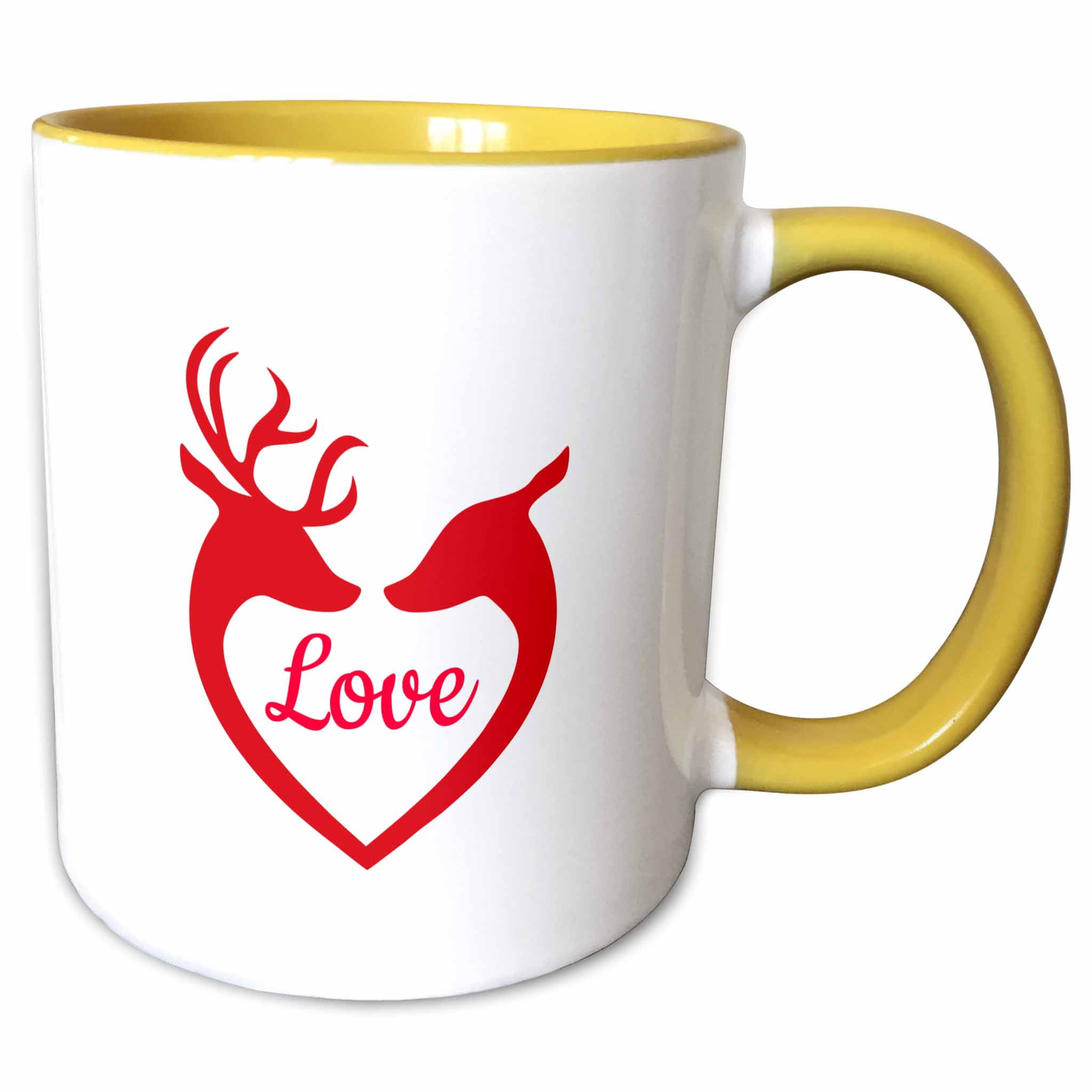 Red silhouette of reindeer mother, child. Love. Chic family design 11oz ...