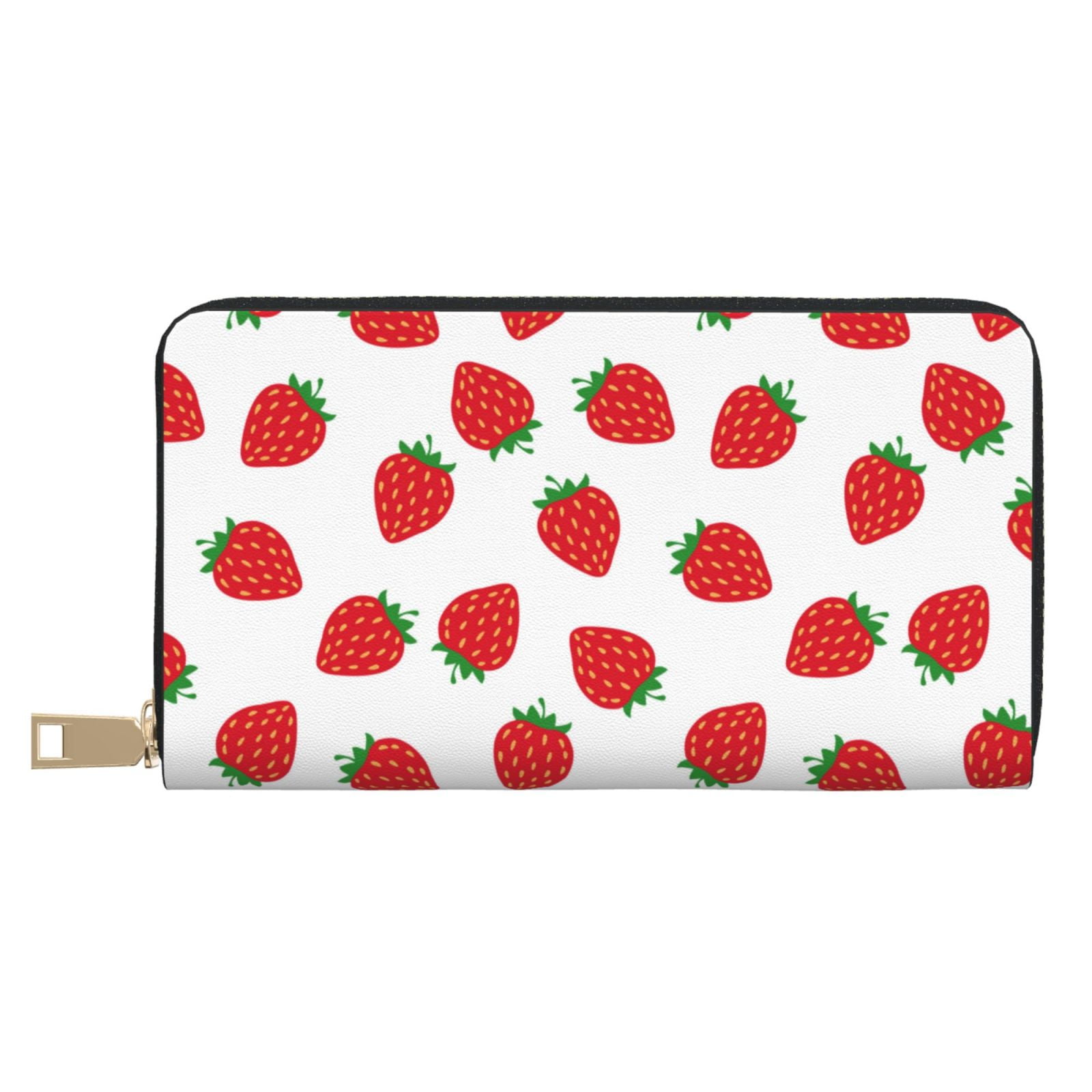 Red strawberry cartoon Wallet Women, Leather Bifold Multi Card Wallet ...
