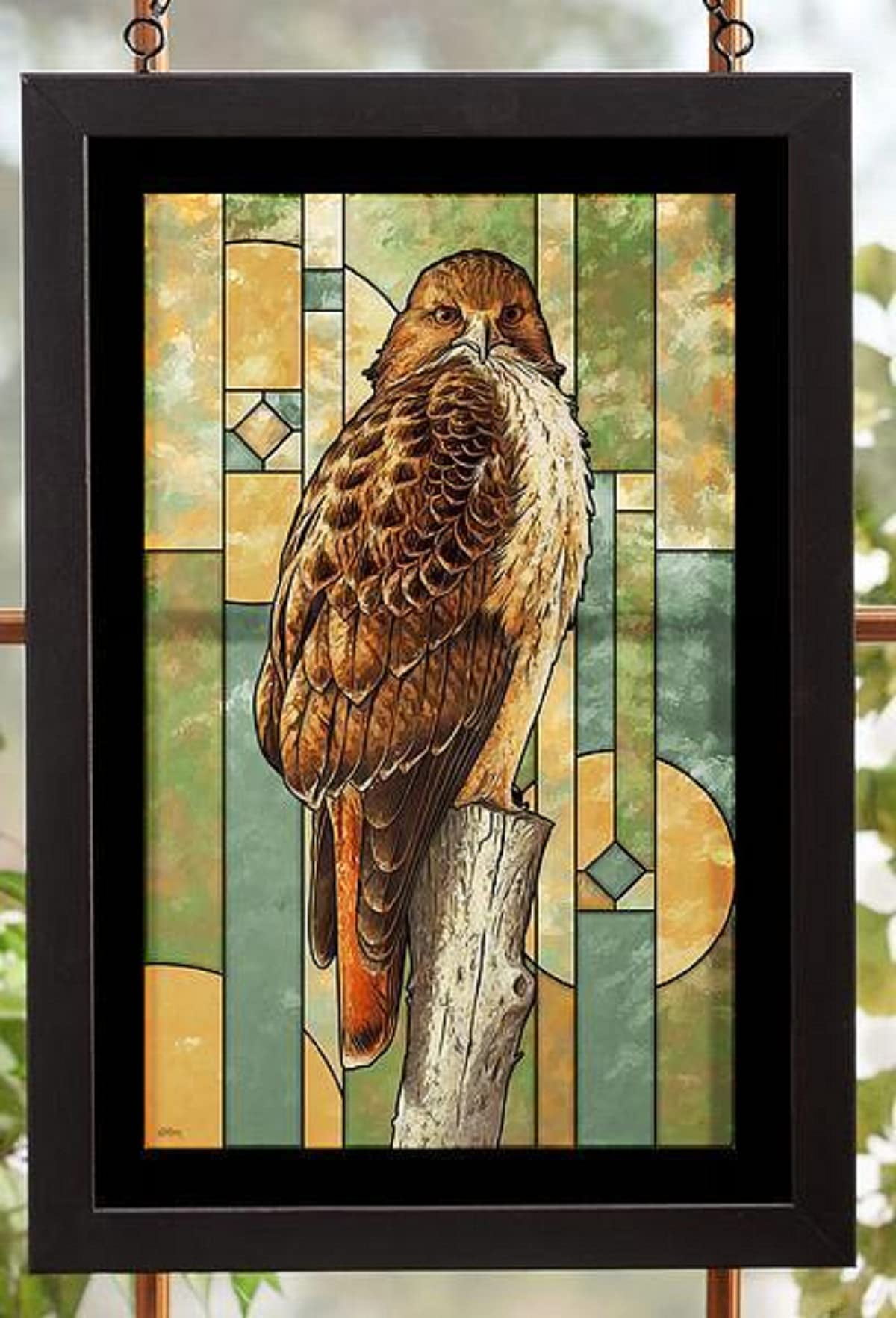 Red-tailed Hawk Stained Glass Art by John S Wilson - Walmart.com