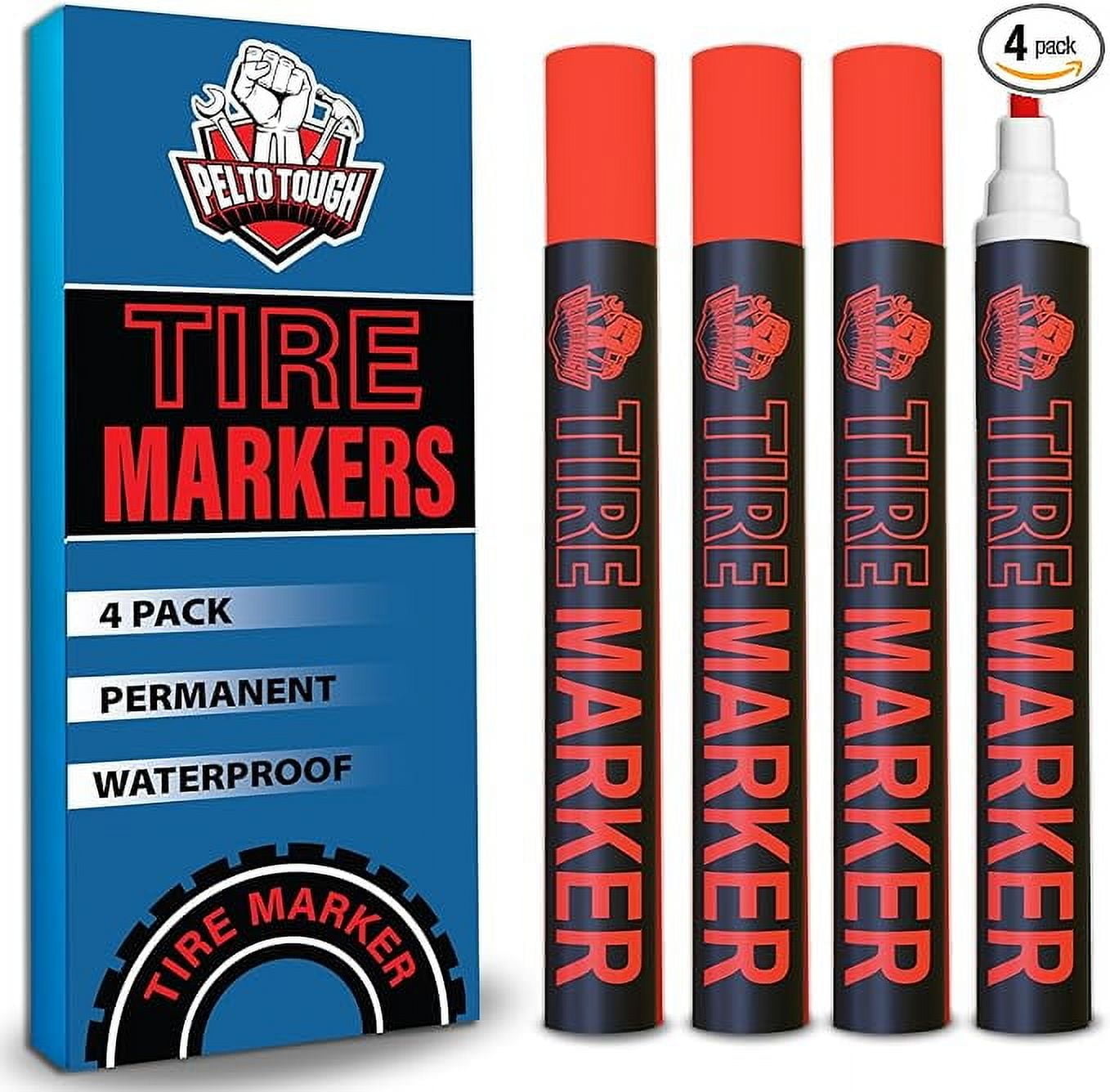 Red tire Paint Marker for Car Tire Lettering - 4 Pack - Permanent Tire ...