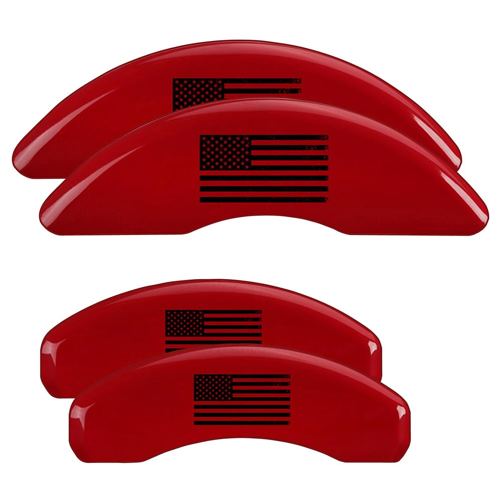 Red w/ Black US Flag MGP Front Rear Disc Brake Caliper Cover Set ...