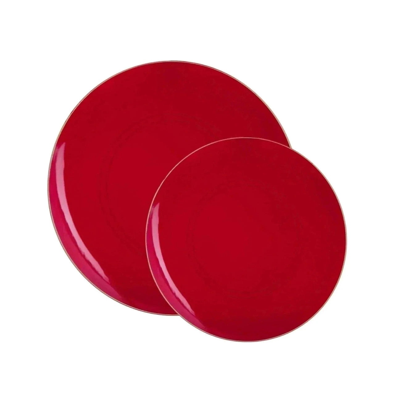 Party Source 7" Red w/ Gold Rim Plastic Wedding Salad / Appetizer ...