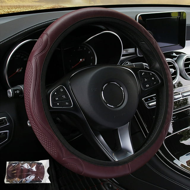 (Red wine)38cm Universal Steering Wheel Cover 15inch 3D Embossed ...