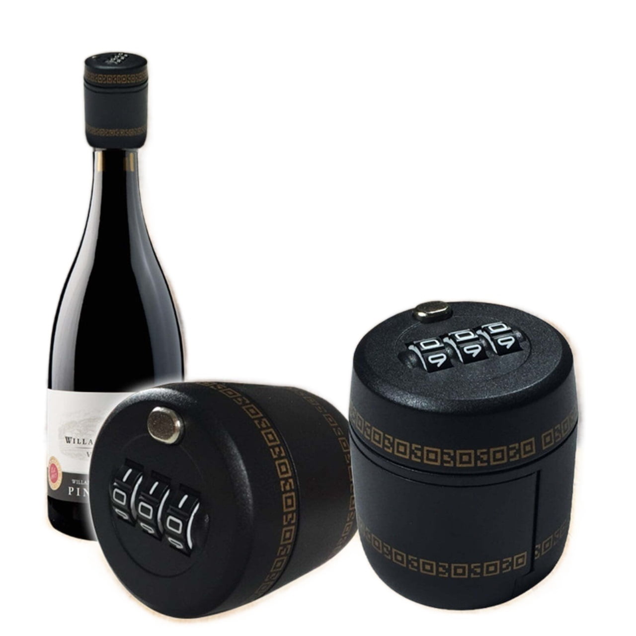 Red wine bottle cap password lock, three digit plastic small password ...