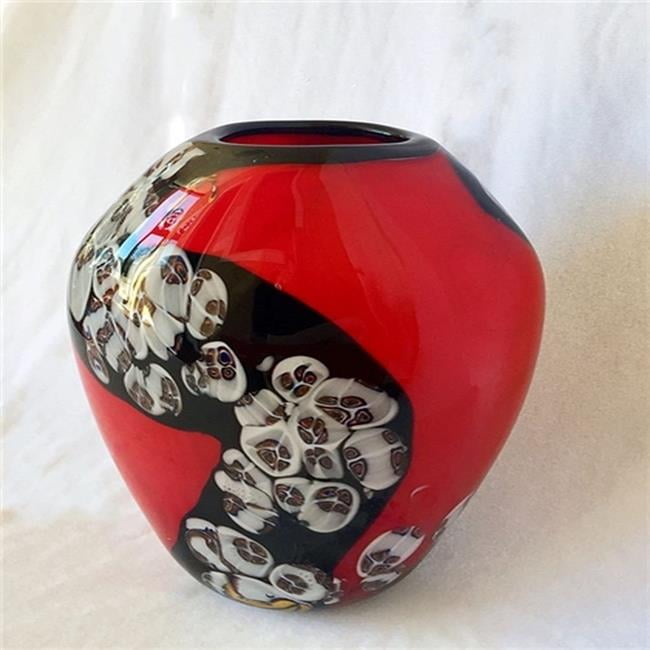 Red with Black & White Pattern Glass Vase - Walmart.com