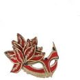 Deluxe Unisex Red And Gold Lace Venetian Carnival Mask With Flower ...