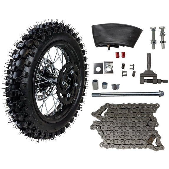 RedCap 12" Rear Wheel Rim Tire Assembly For Dirt Pit Bike Trail 80/100 ...